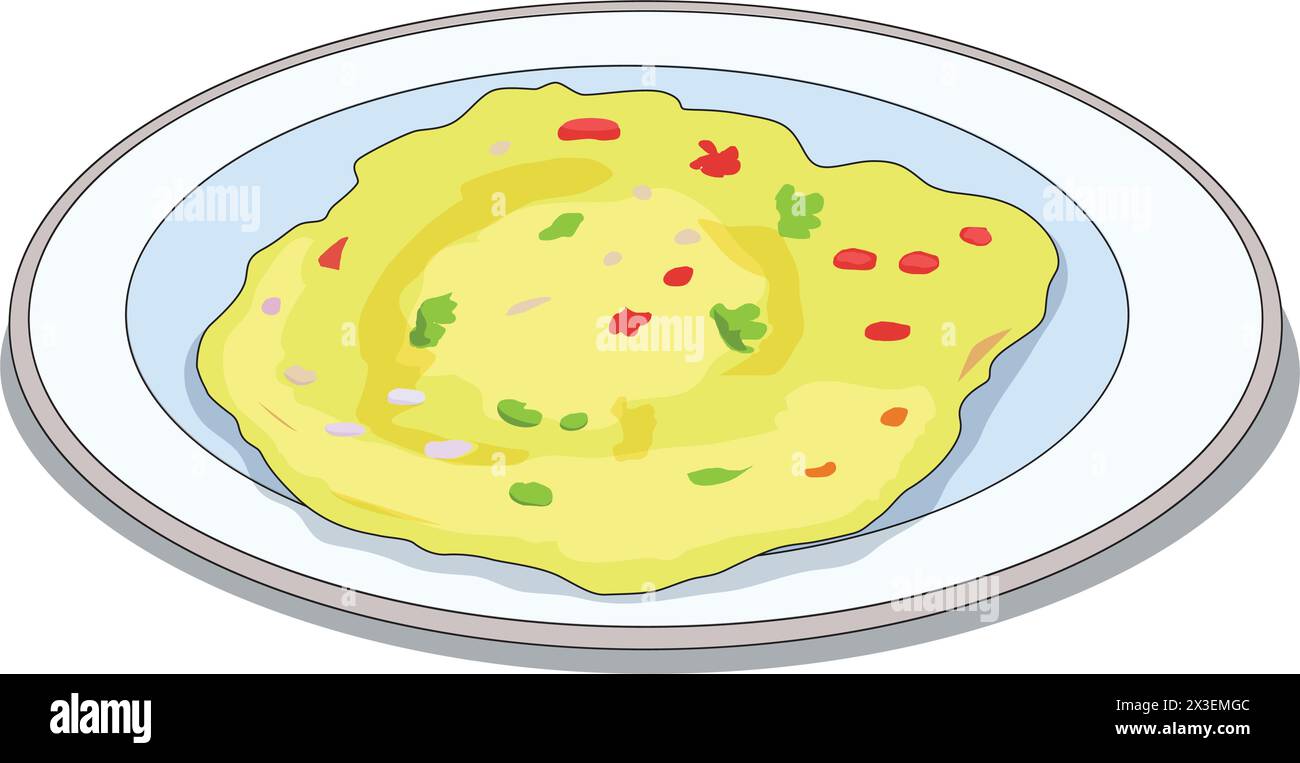 Vector delicious omelet in a plate Stock Vector Image & Art - Alamy