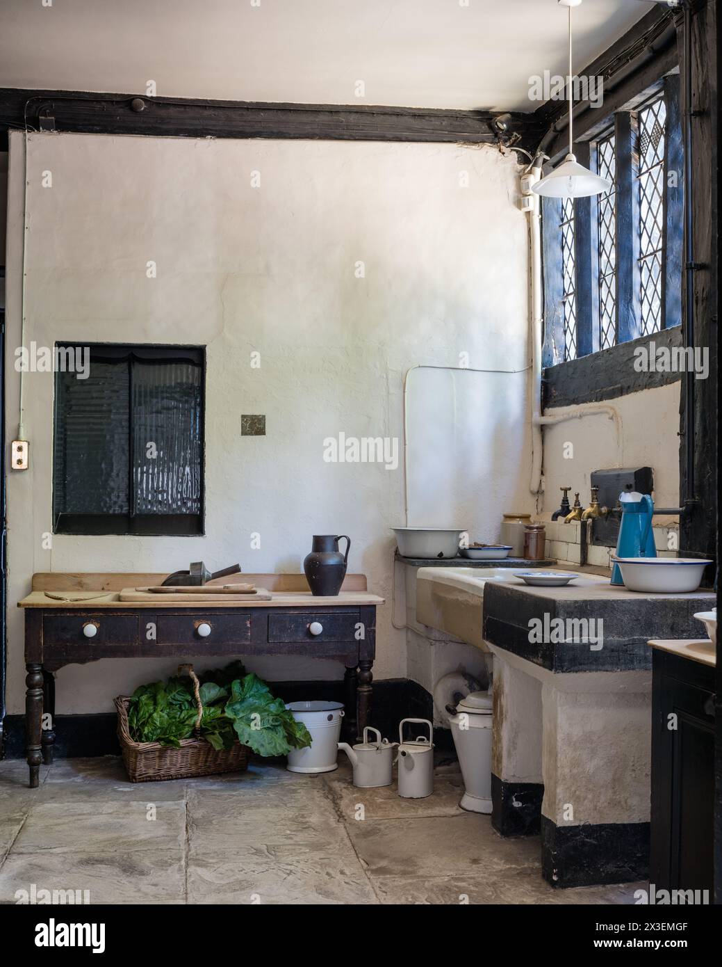 Kitchen in Speke Hall, Grade I listed National Trust Tudor manor house ...