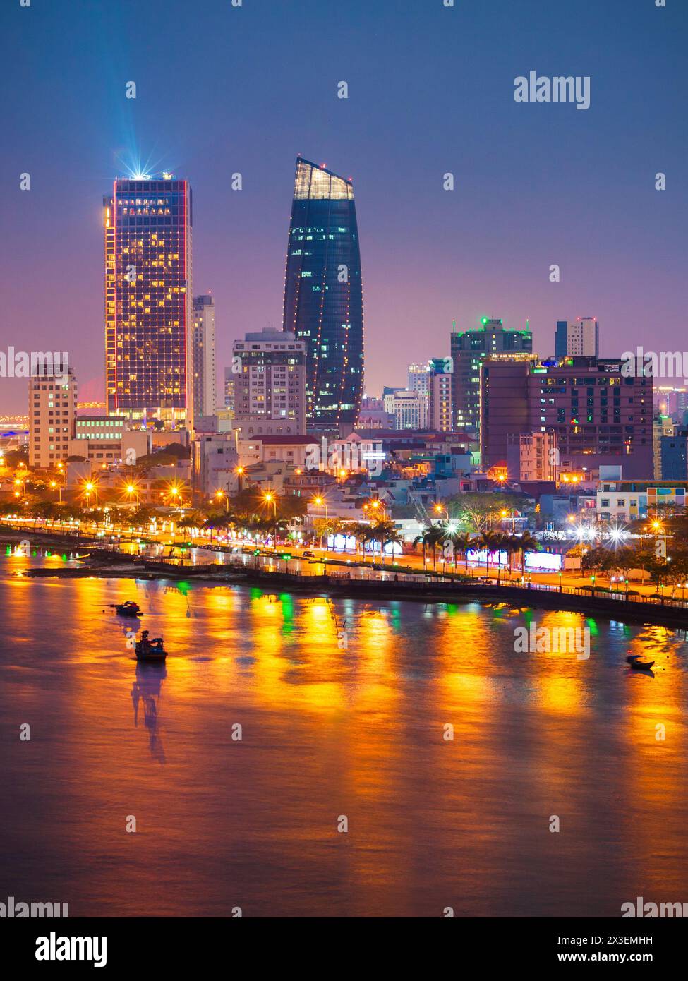 Da Nang city centre skyline aerial panoramic view. Danang is the fourth ...
