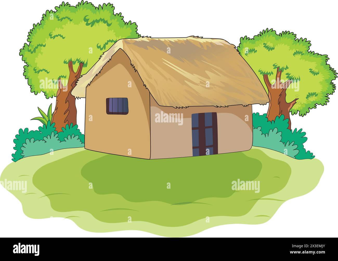 Hut in the Jungle Vector Illustration Stock Vector Image & Art - Alamy