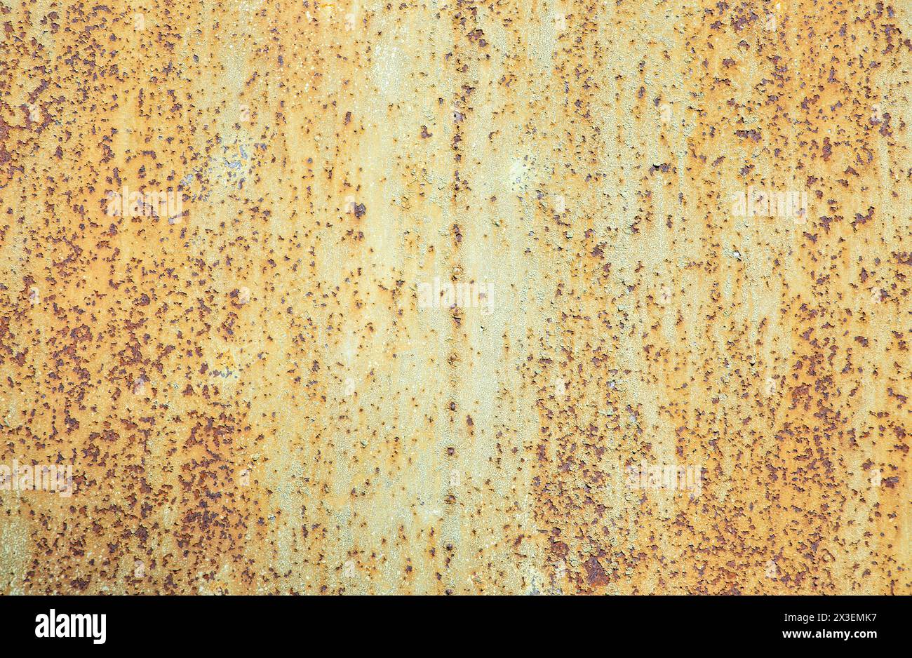 Paint peeling crackling off brown rusty metal texture background. Green ...