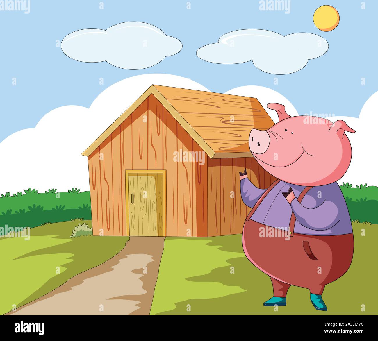Domestic pig village farm Stock Vector Images - Alamy