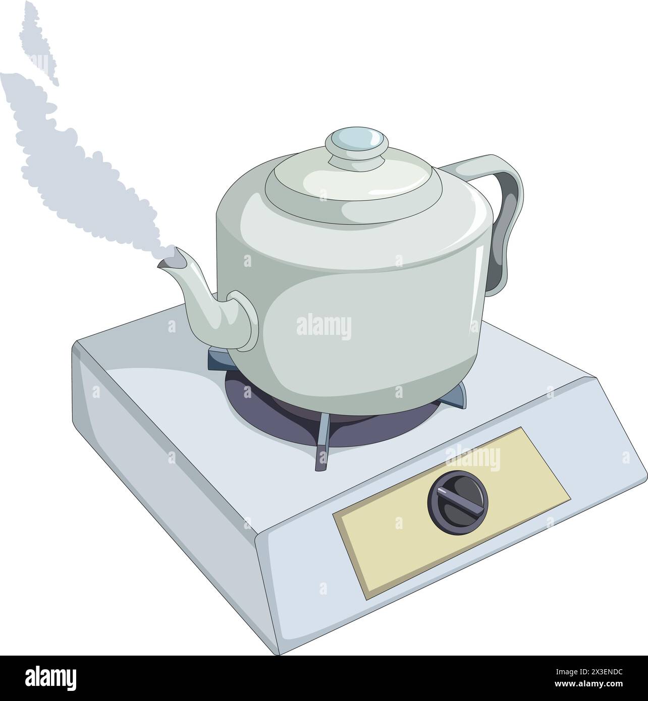 Steaming kettle placed on a gas vector illustration Stock Vector Image ...