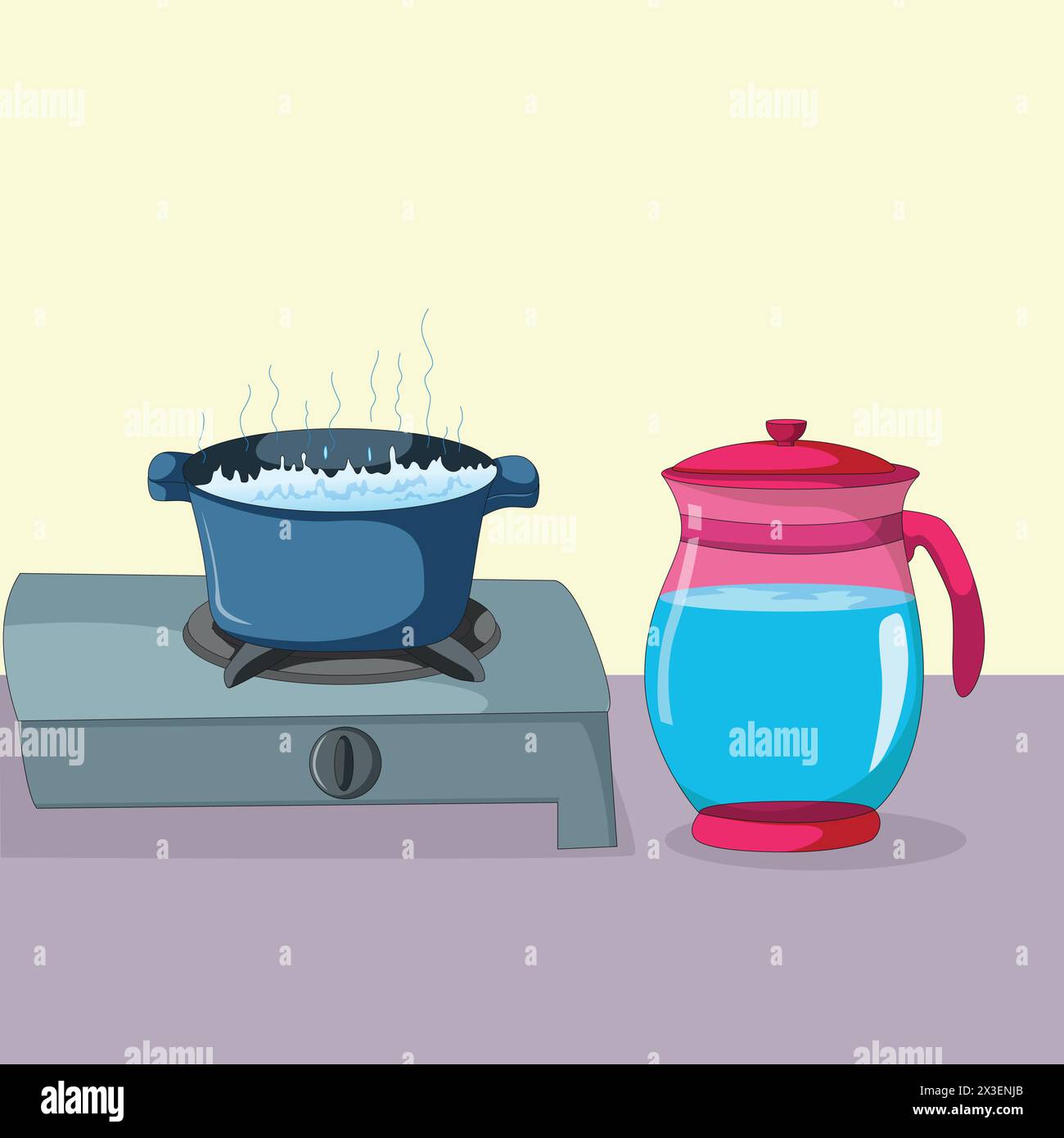 Water Boiling on Gas Stove Graphic Vector Illustration Stock Vector ...