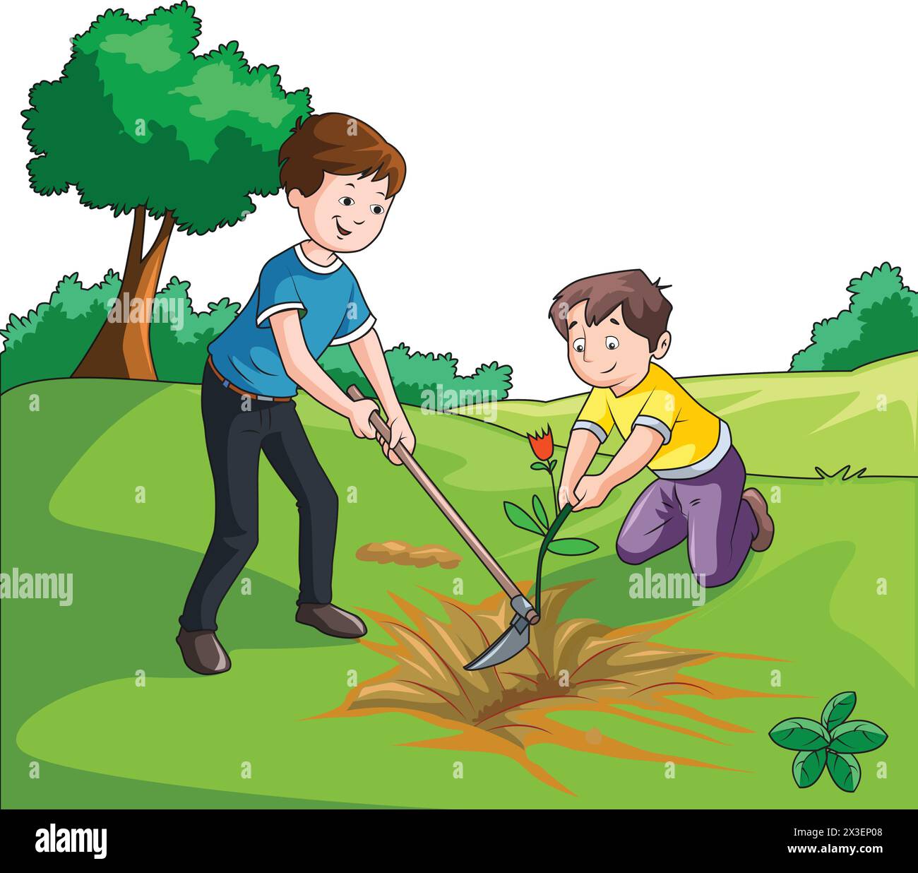 People planting trees vector illustration Stock Vector Image & Art - Alamy