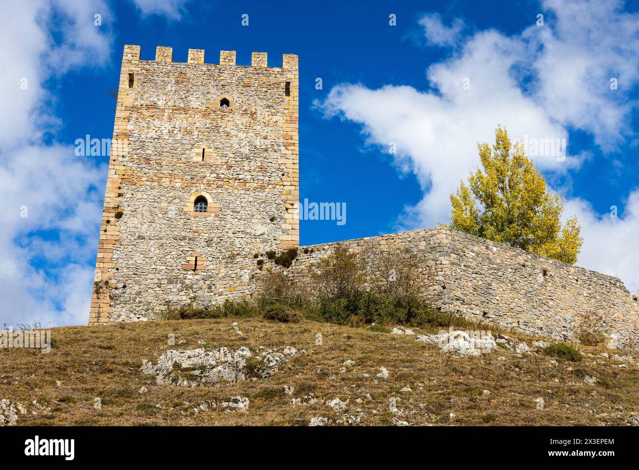 Castle of San Vicente de Argüeso, medieval fortification at the top of ...