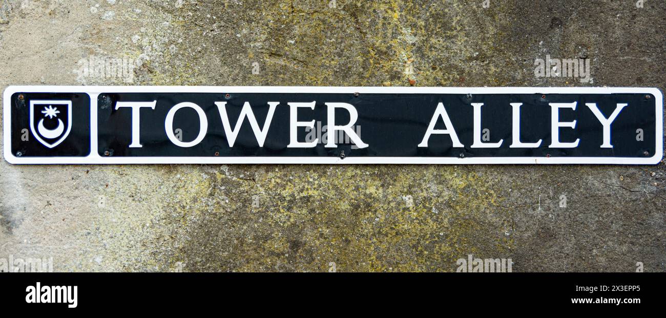 Tower Alley - street / road name Stock Photo - Alamy