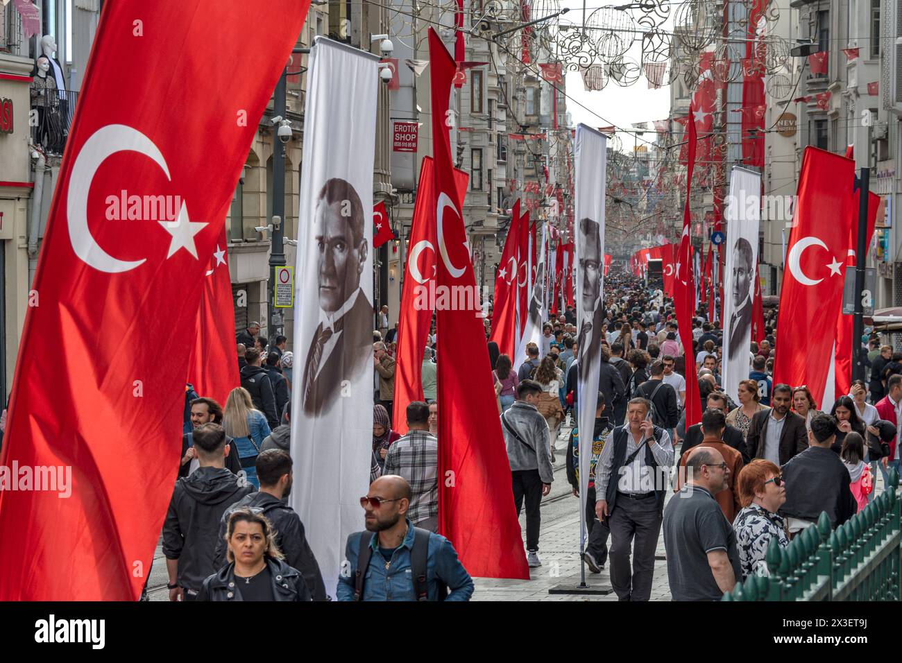 The Famous Istiklal Street in Beyoglu district of Istanbul, Turkey ...