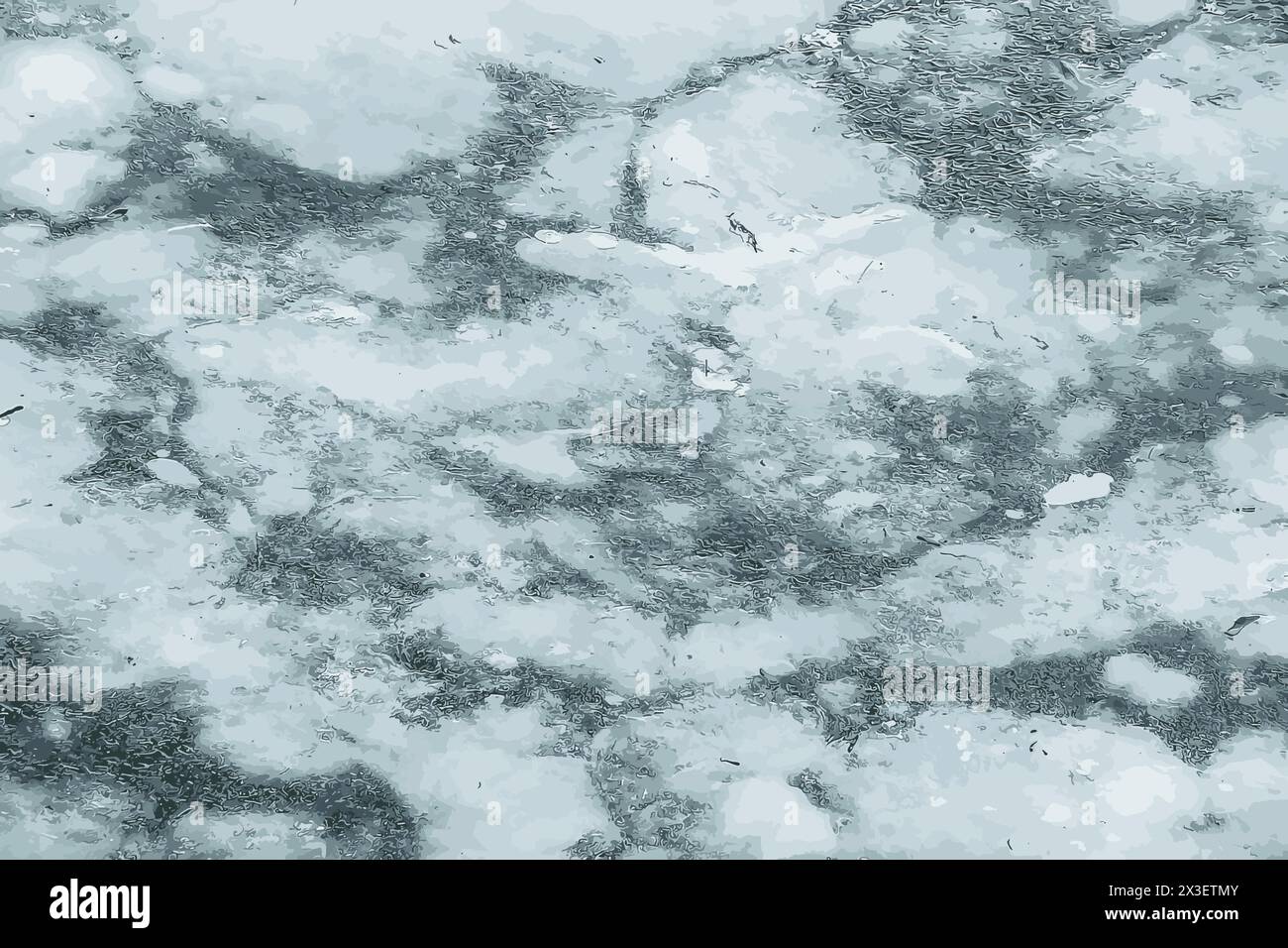 Vector illustration of an icy river surface. Texture of ice and water ...