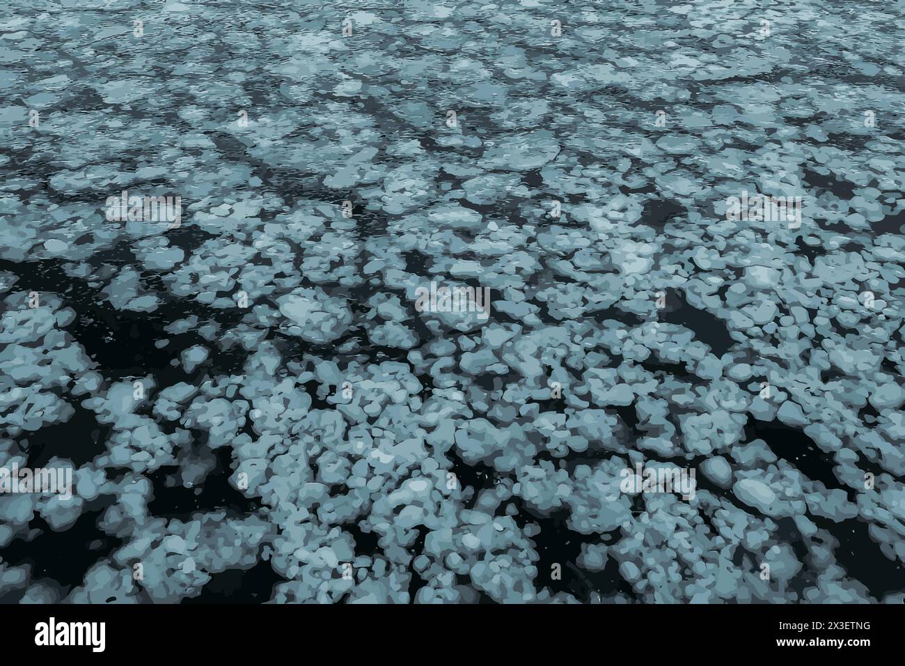 Vector illustration of an icy river surface. Texture of ice and water ...