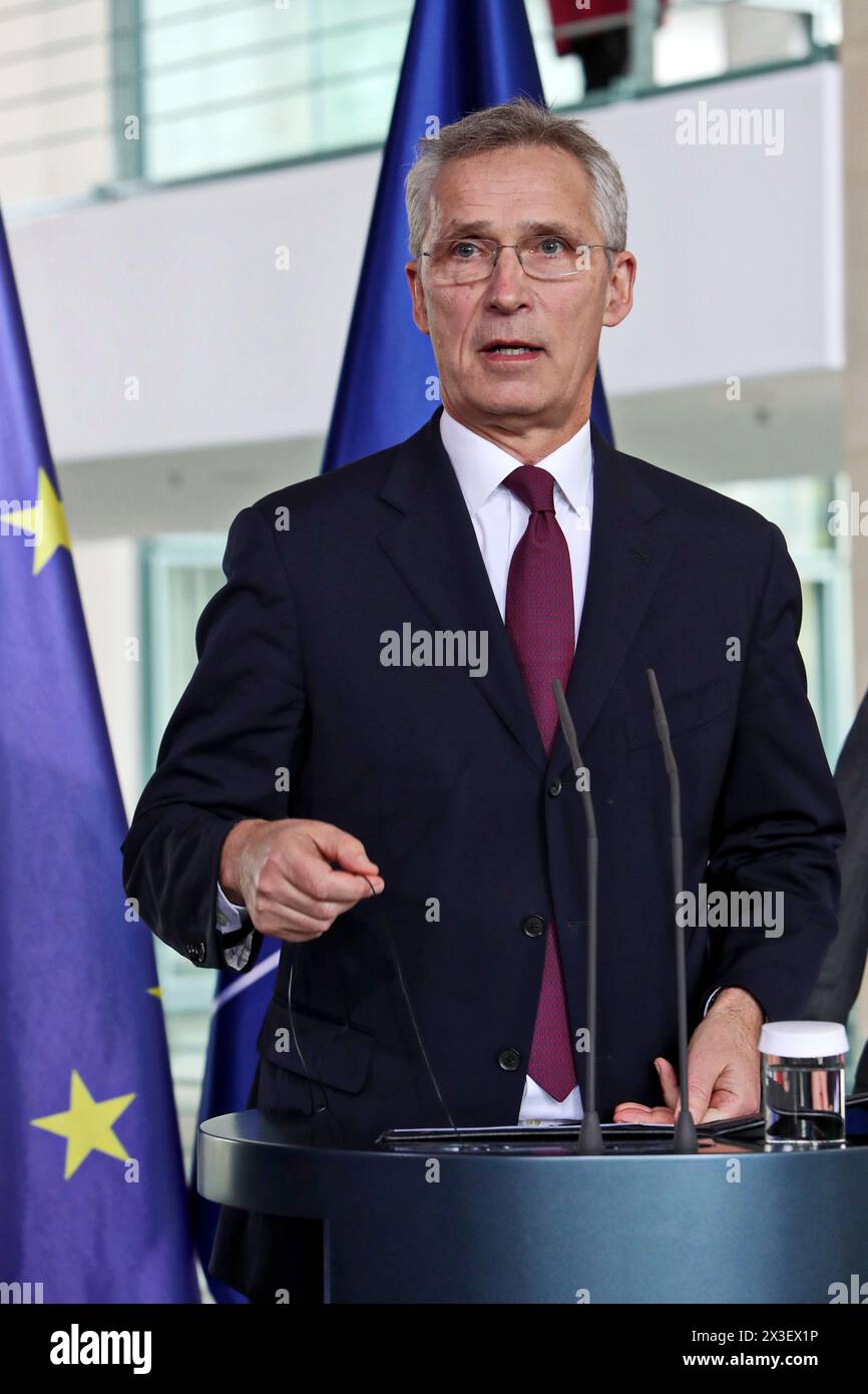 Berlin, Germany, 26.4.24, Jens Stoltenberg, NATO Secretary General ...