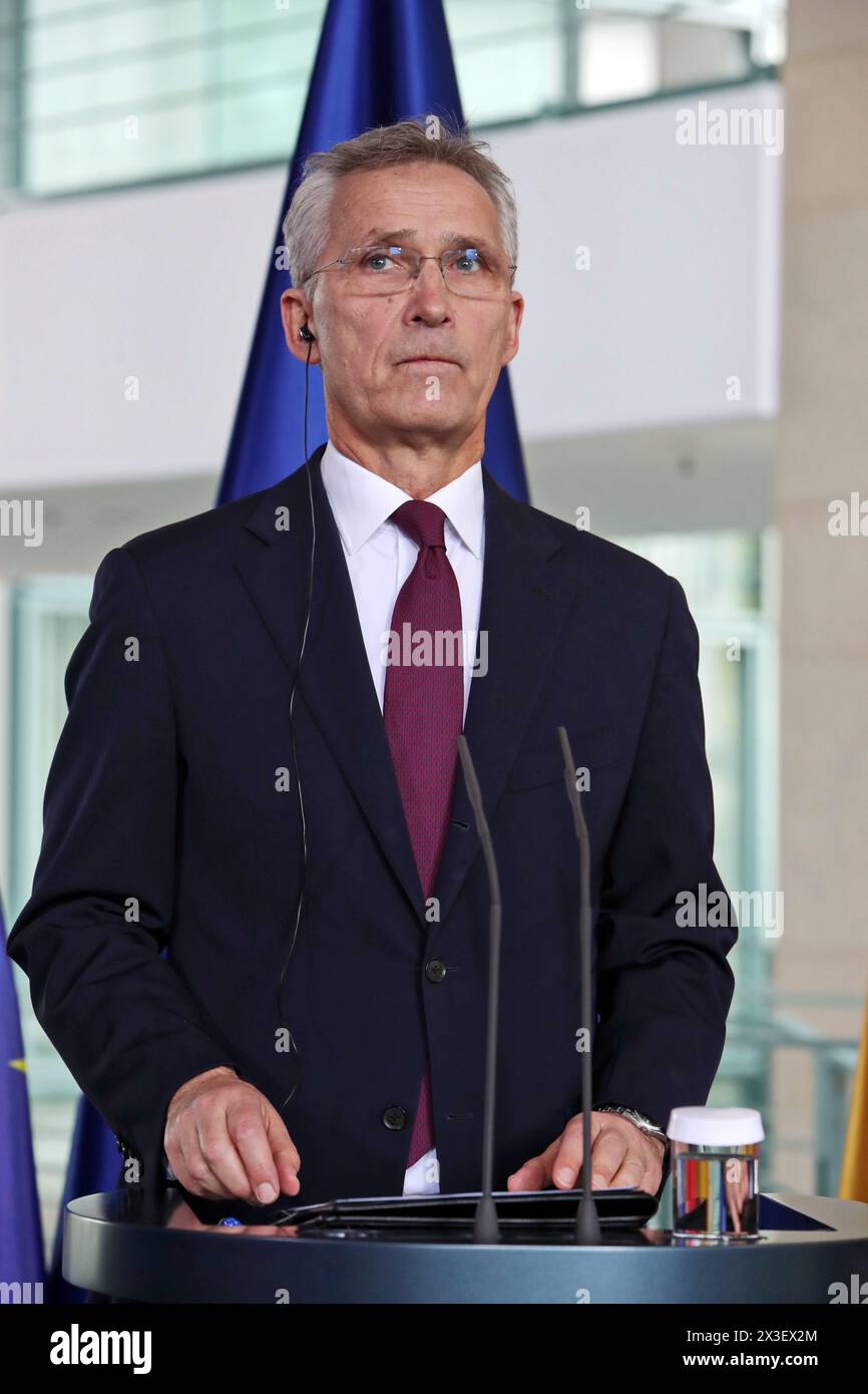 Berlin, Germany, 26.4.24, Jens Stoltenberg, NATO Secretary General ...