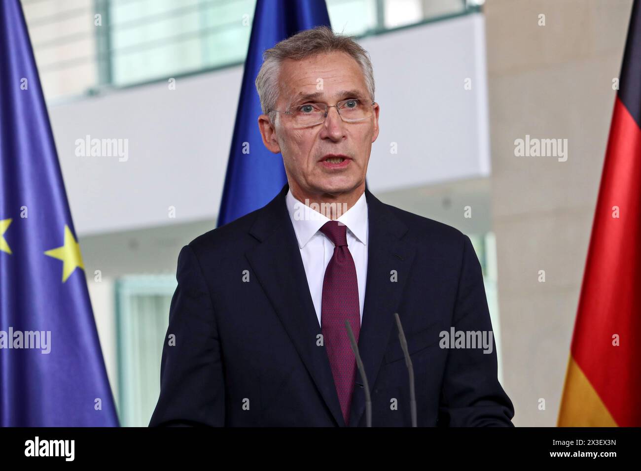 Berlin, Germany, 26.4.24, Jens Stoltenberg, NATO Secretary General ...
