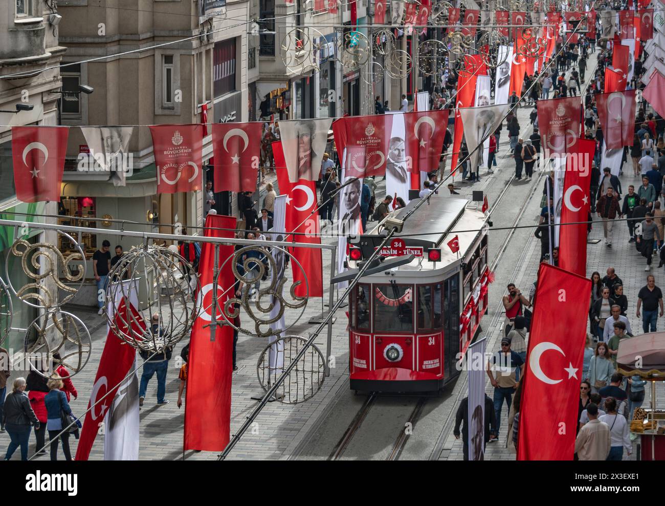 The Famous Istiklal Street in Beyoglu district of Istanbul, Turkey ...