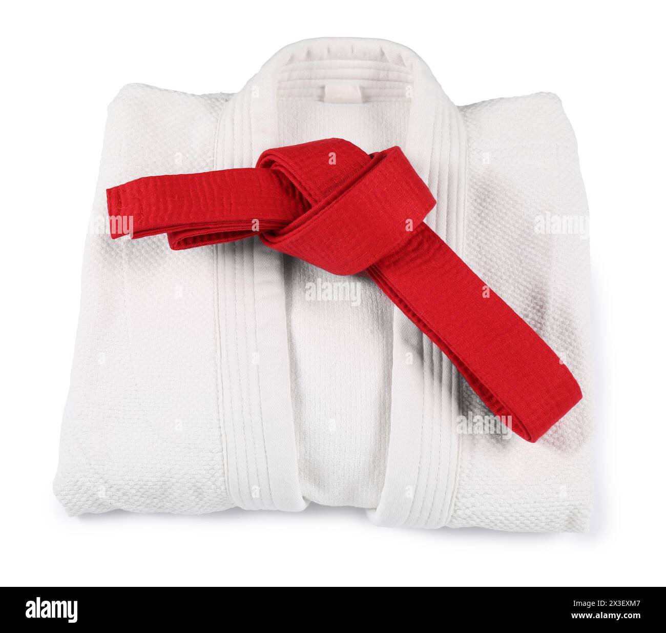 Red karate belt and kimono isolated on white Stock Photo - Alamy