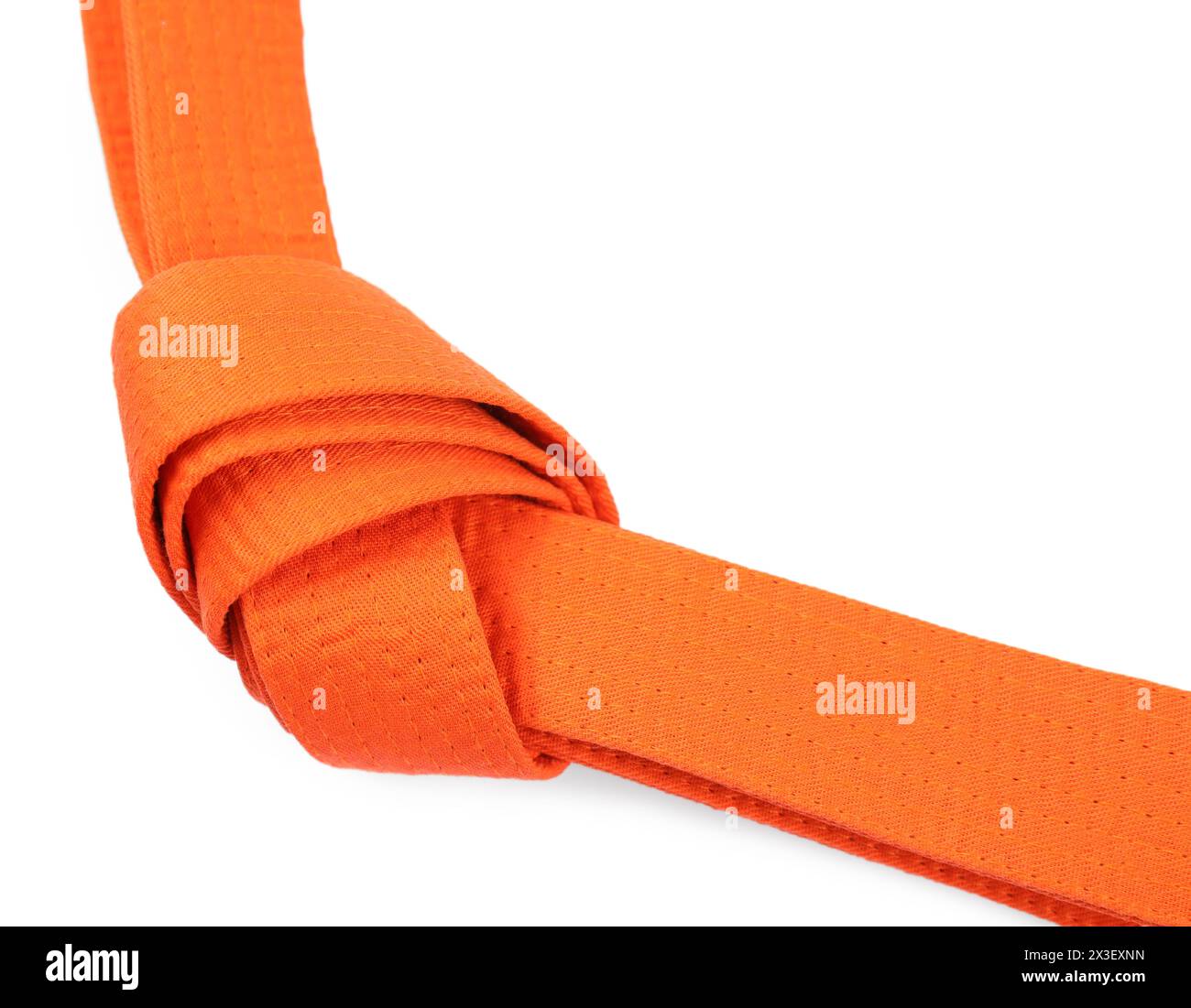 Orange karate belt isolated on white. Martial arts uniform Stock Photo ...