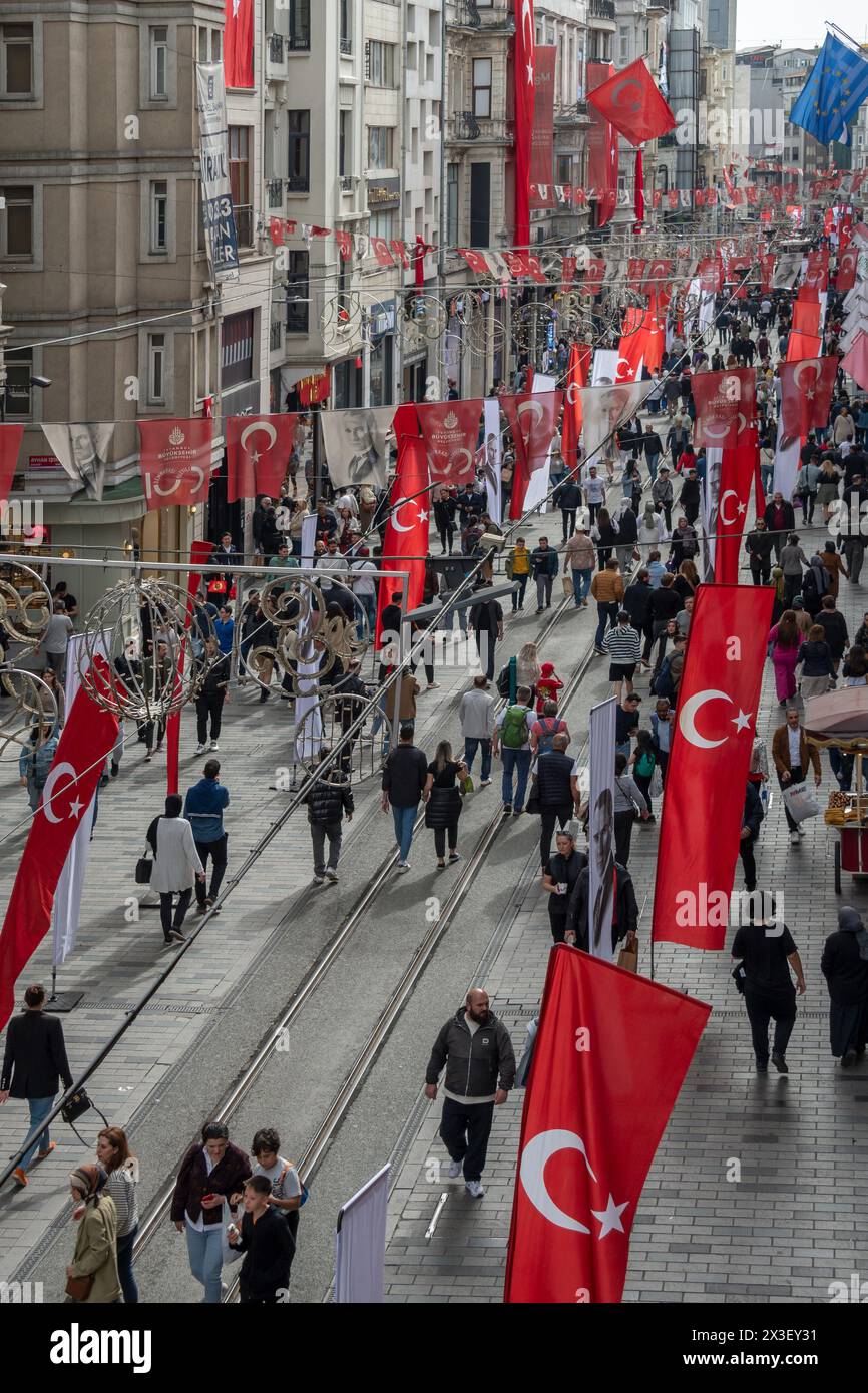 The Famous Istiklal Street in Beyoglu district of Istanbul, Turkey ...