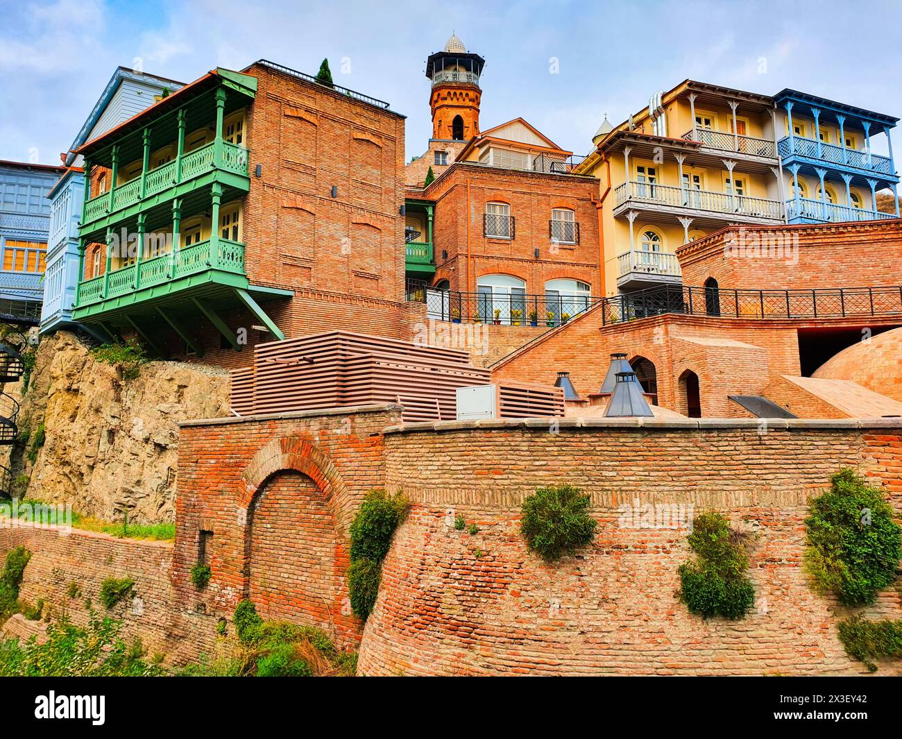 Local houses in Abanotubani ancient district in Tbilisi old town ...