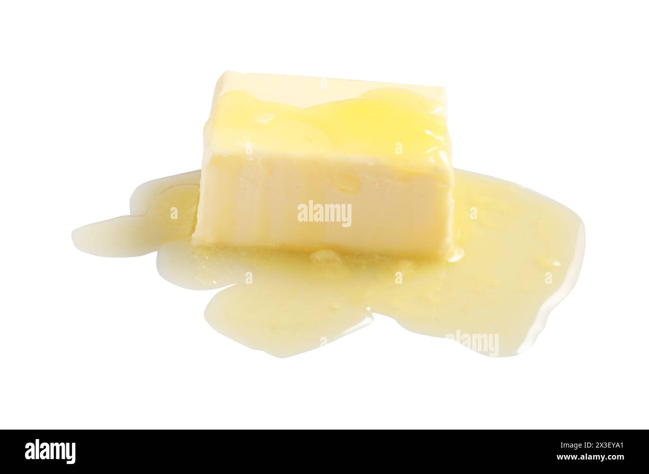 Piece of melting butter on white background Stock Photo - Alamy