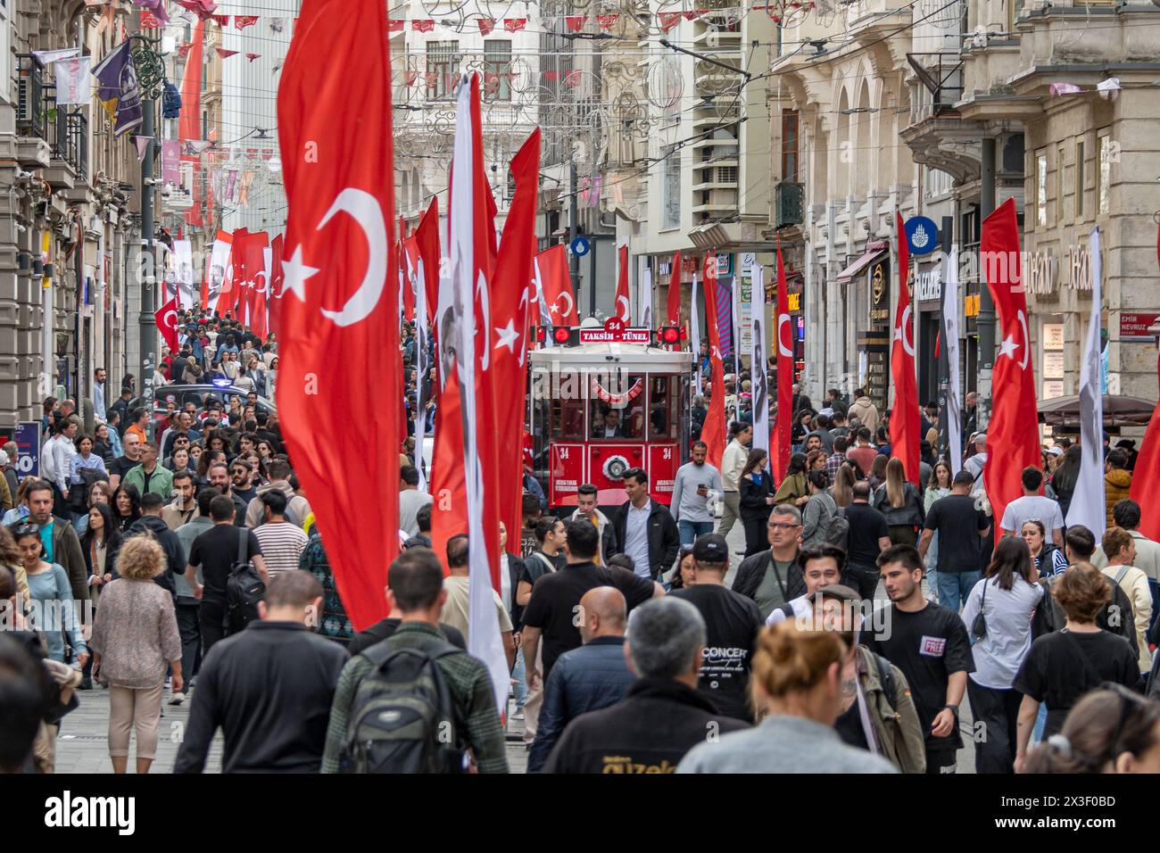 The Famous Istiklal Street in Beyoglu district of Istanbul, Turkey ...