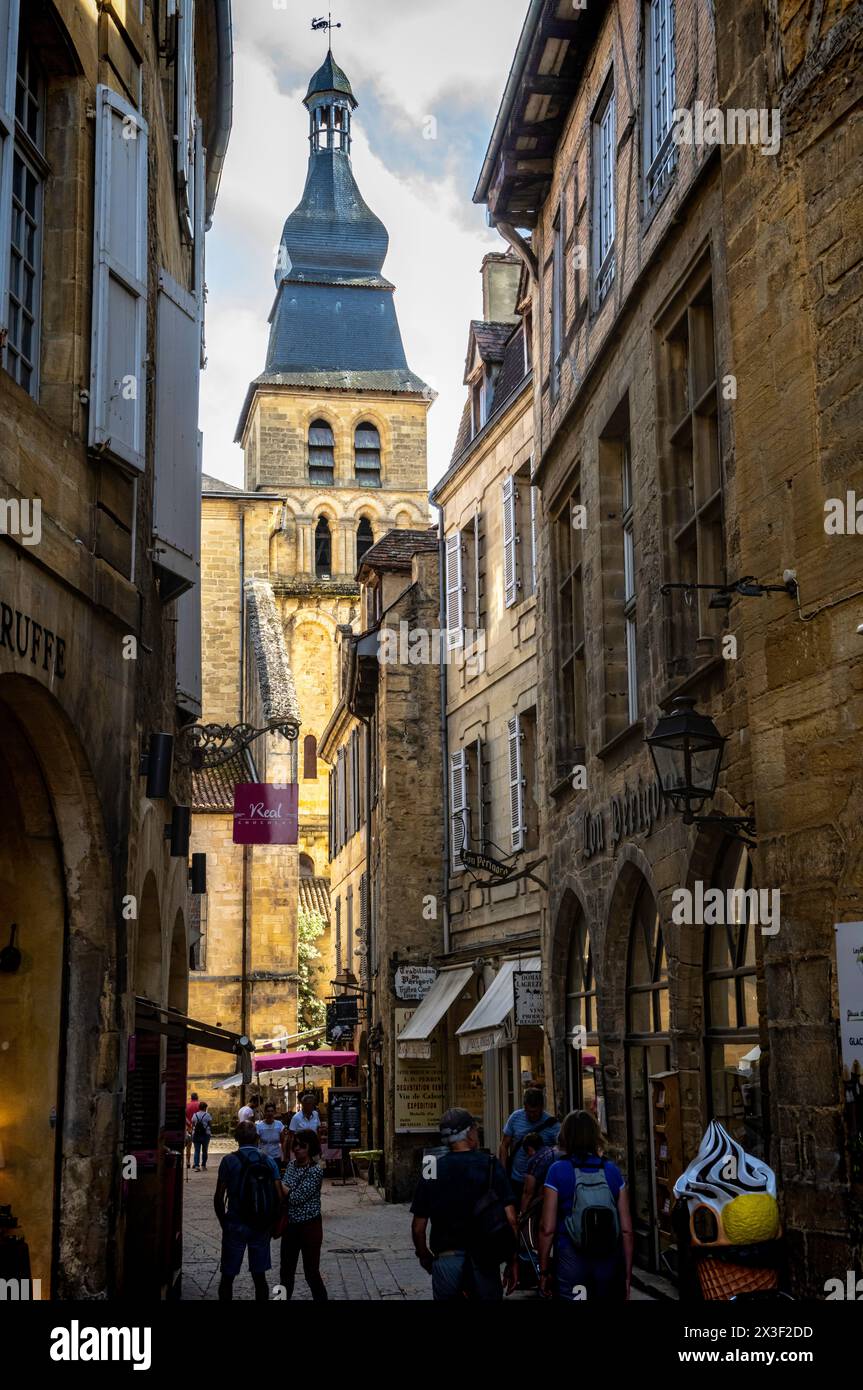 Streets of medieval Sarlat-la-Canéda, Dordogne, France. September 2022 ...