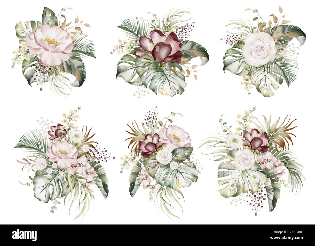 Botanical composition of watercolor roses Stock Photo - Alamy