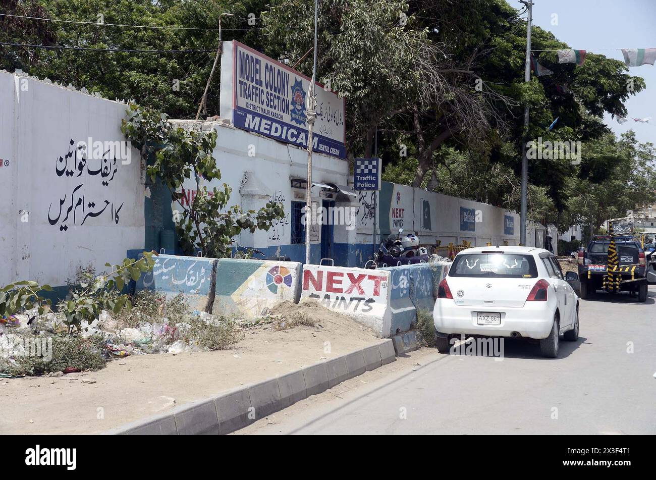 View of illegal blocked on a footpath creating problems for commuters ...
