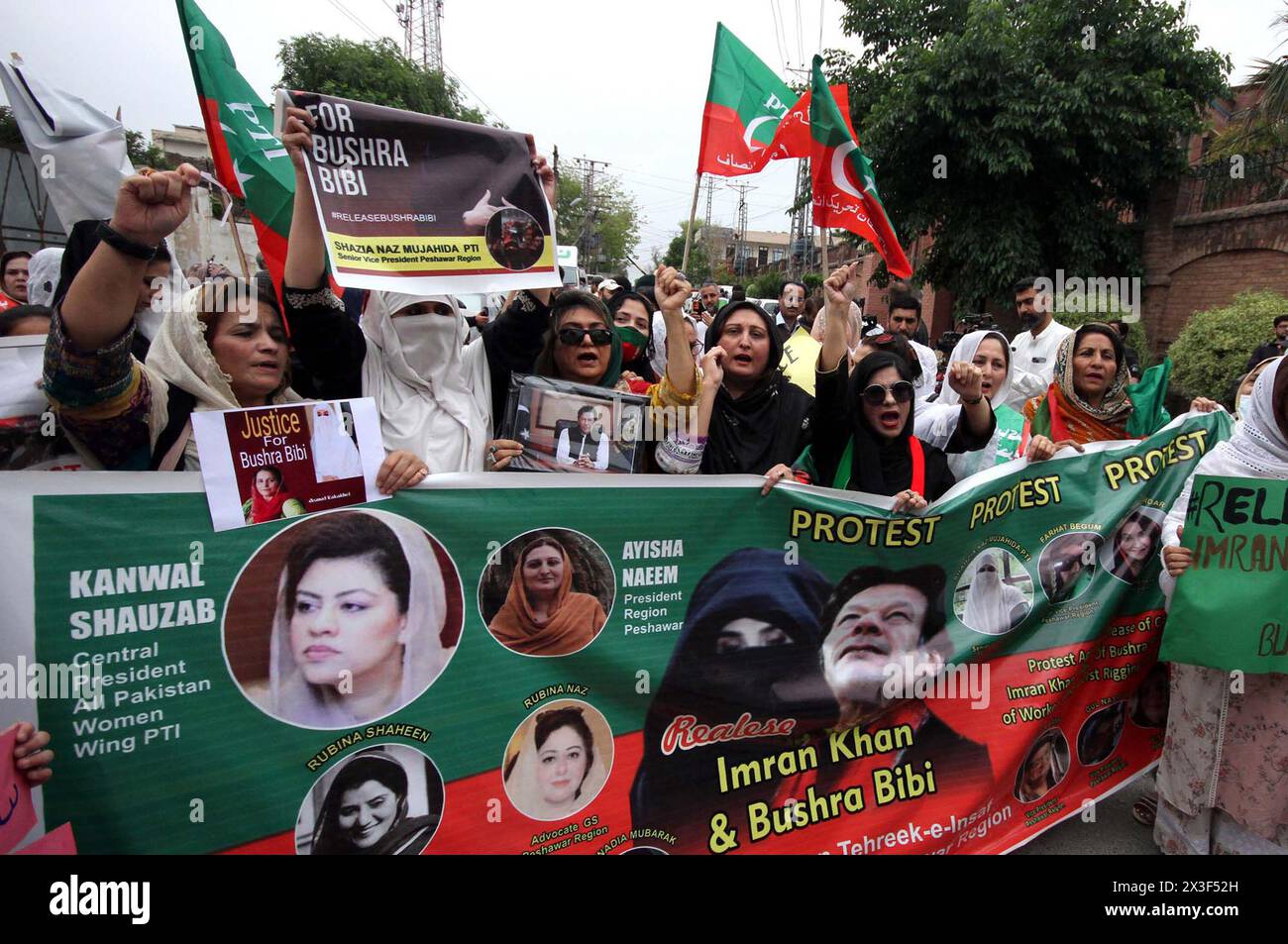 Activists of Tehreek-e-Insaf (PTI) Women Wing are holding protest ...
