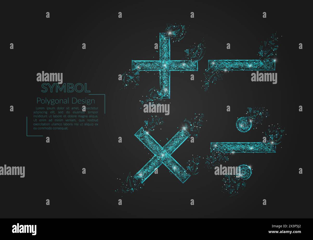 Abstract isolated blue image of a math signs. Polygonal illustration ...