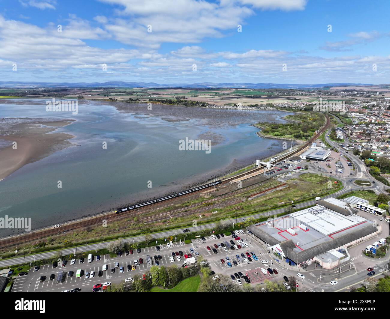 Aerial drone view of Montrose Angus Scotland Stock Photo - Alamy