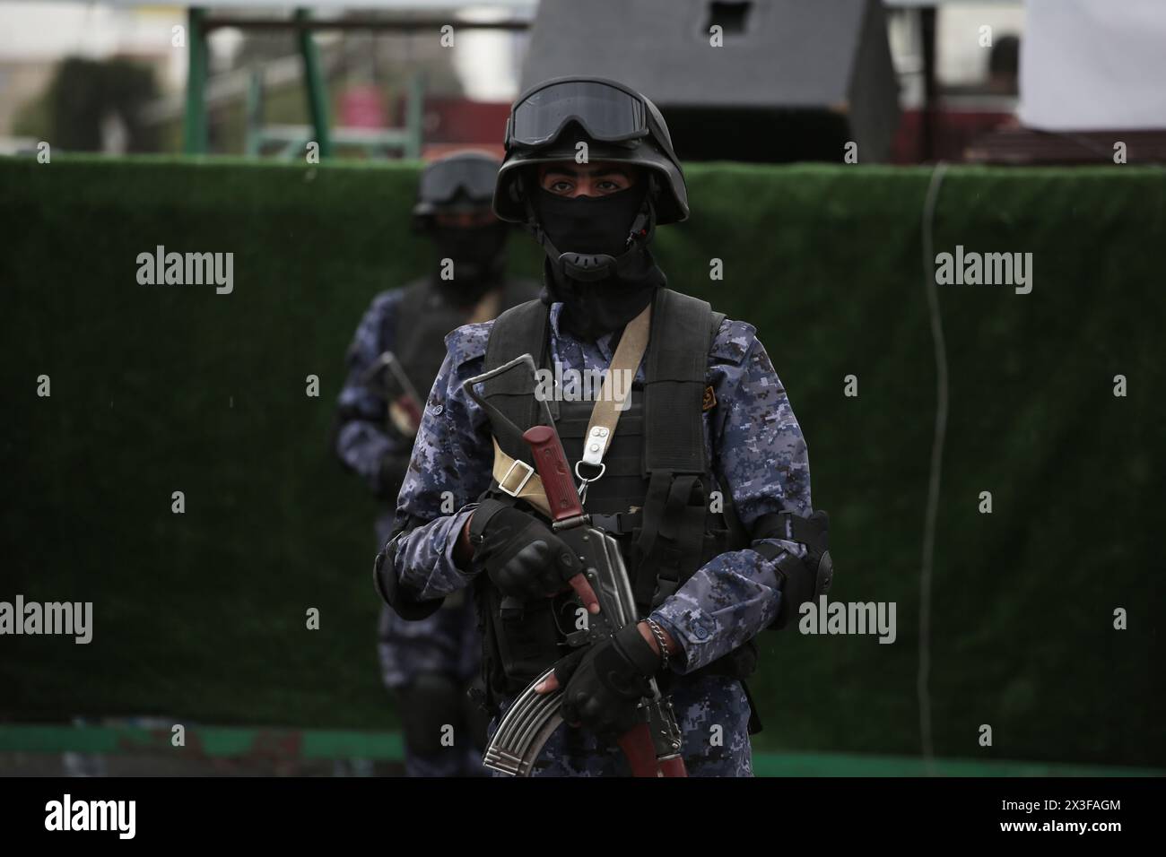 Houthi attire attend a protest in solidarity with the Palestinian ...