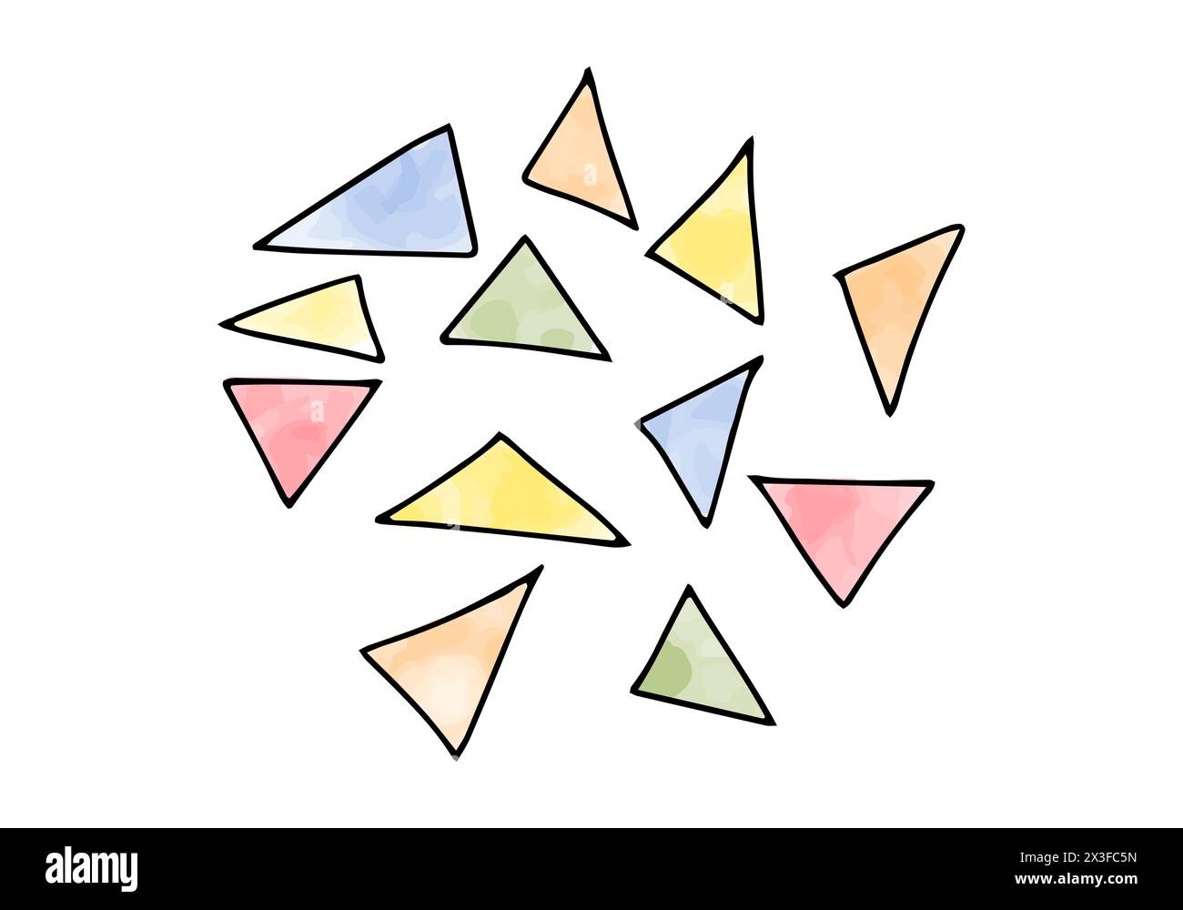 Watercolor doodle element. Colored triangles, vector illustration Stock ...