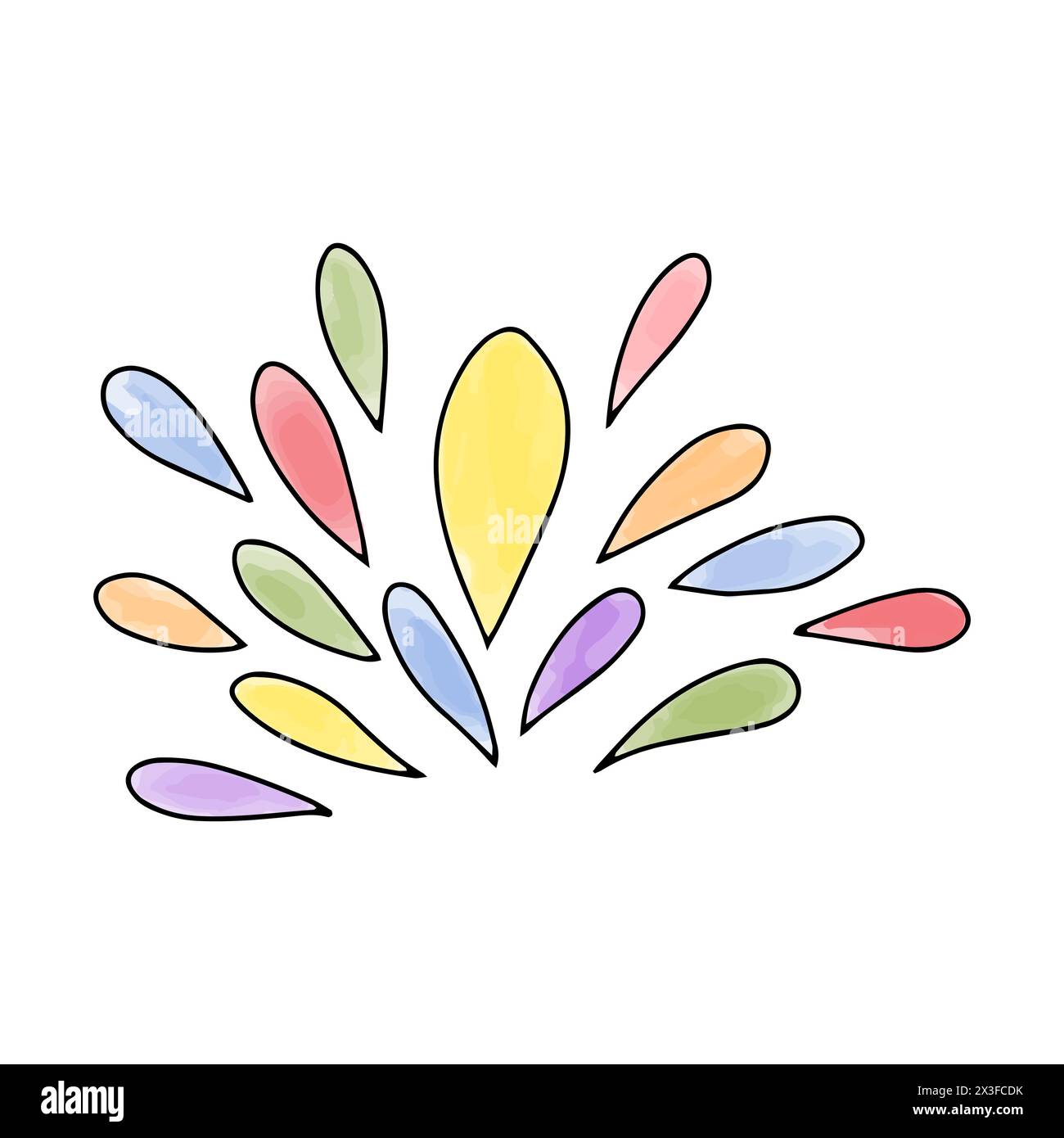 Watercolor doodle element. Colored drops, vector illustration Stock ...