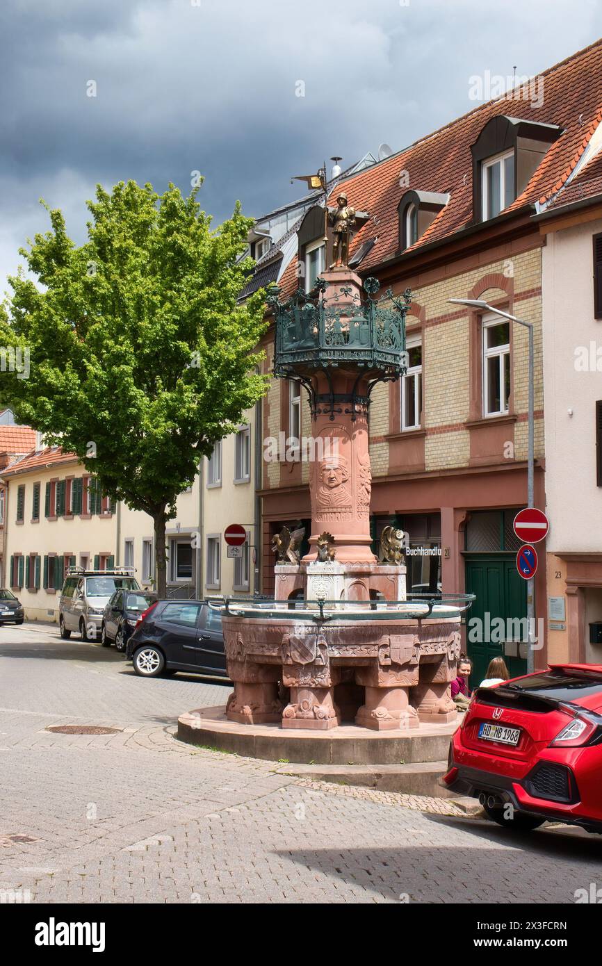 Weinheim, Germany - May 19, 2021: Statue on a cobblestone street in ...