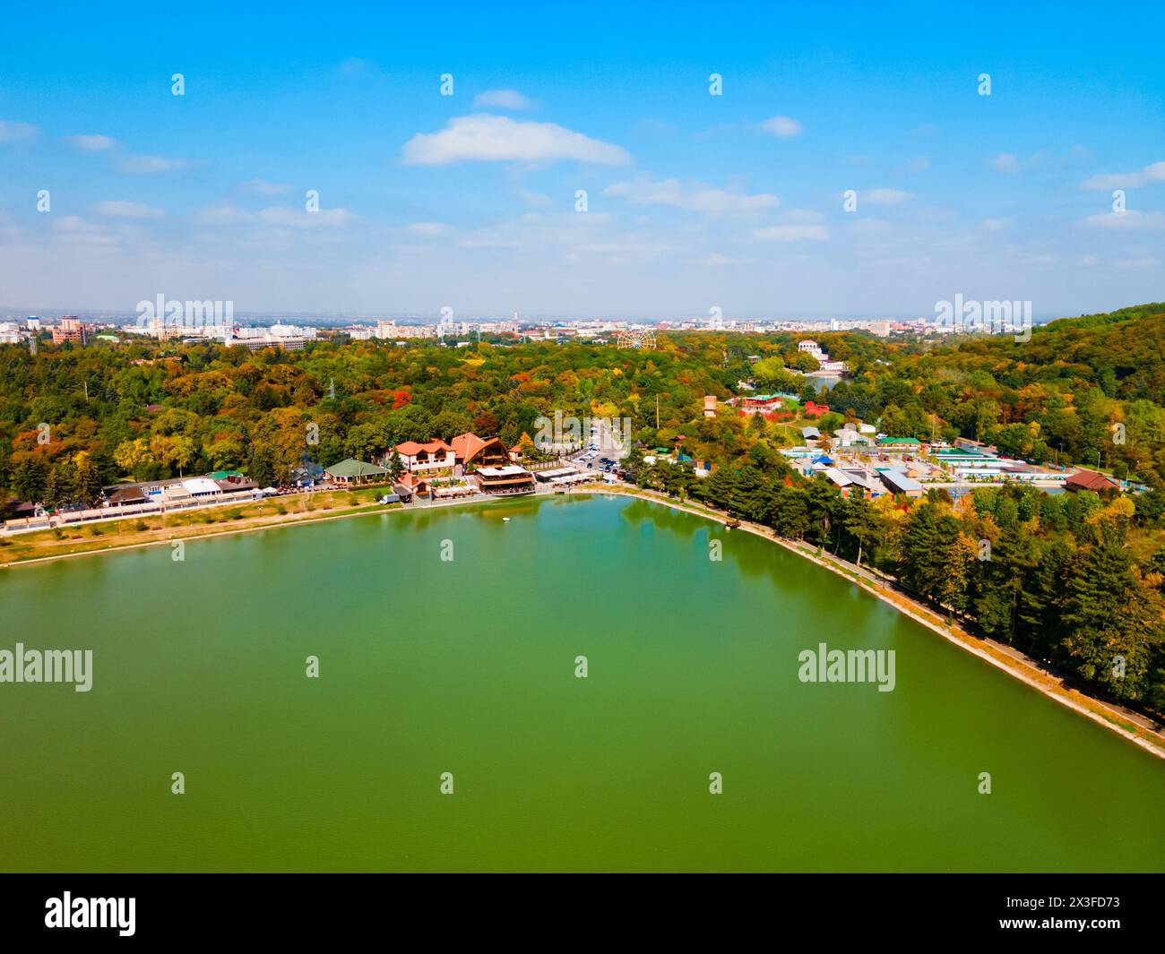 Kurortnoye lake aerial panoramic view in Nalchik, the capital city of ...