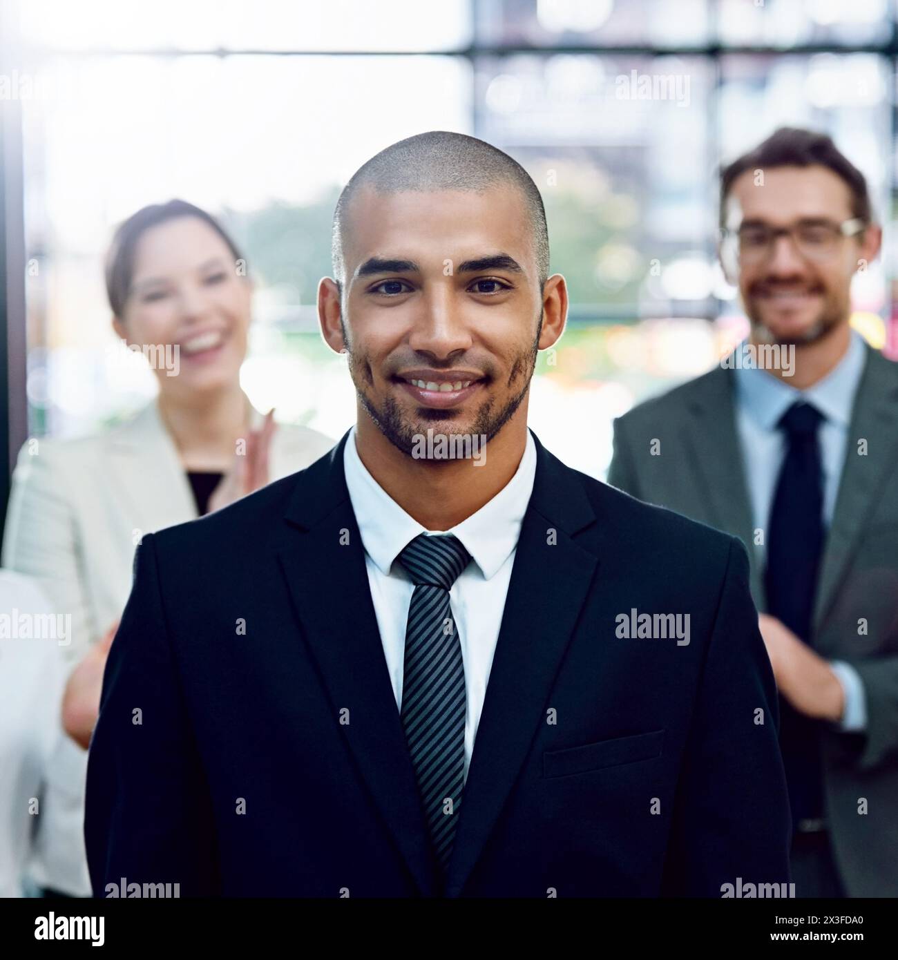 Businessman, portrait and office with smile, celebration and success ...
