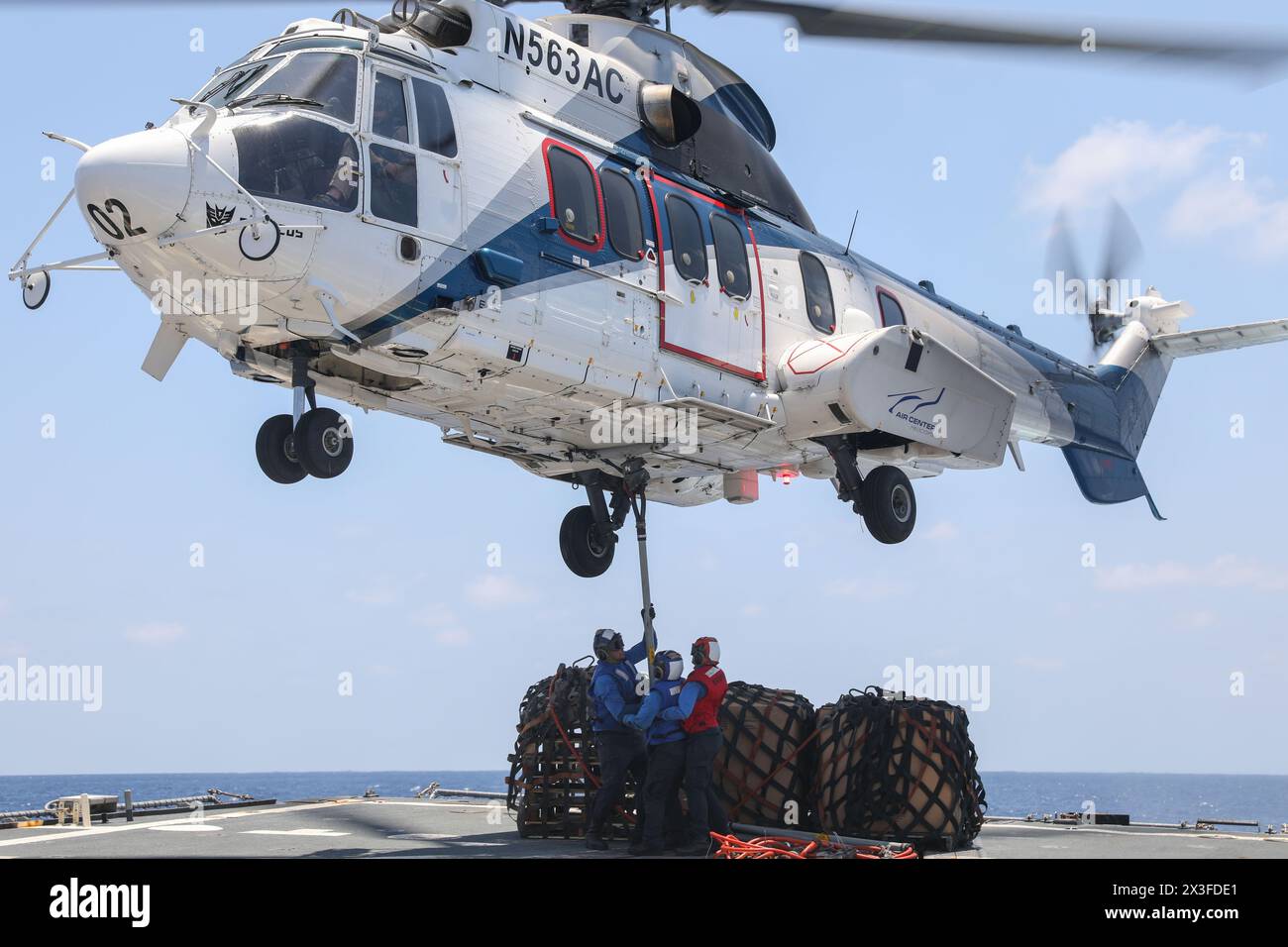 SOUTH CHINA SEA (April 20, 2024) Sailors aboard the Arleigh Burke-class ...