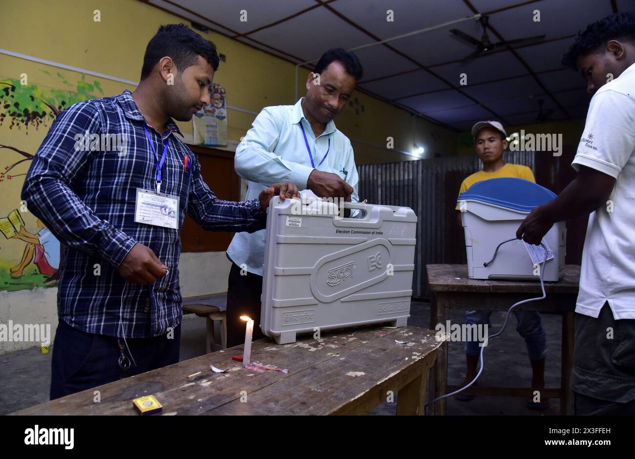 Guwahati, Guwahati, India. 26th Apr, 2024. Election official seal the ...