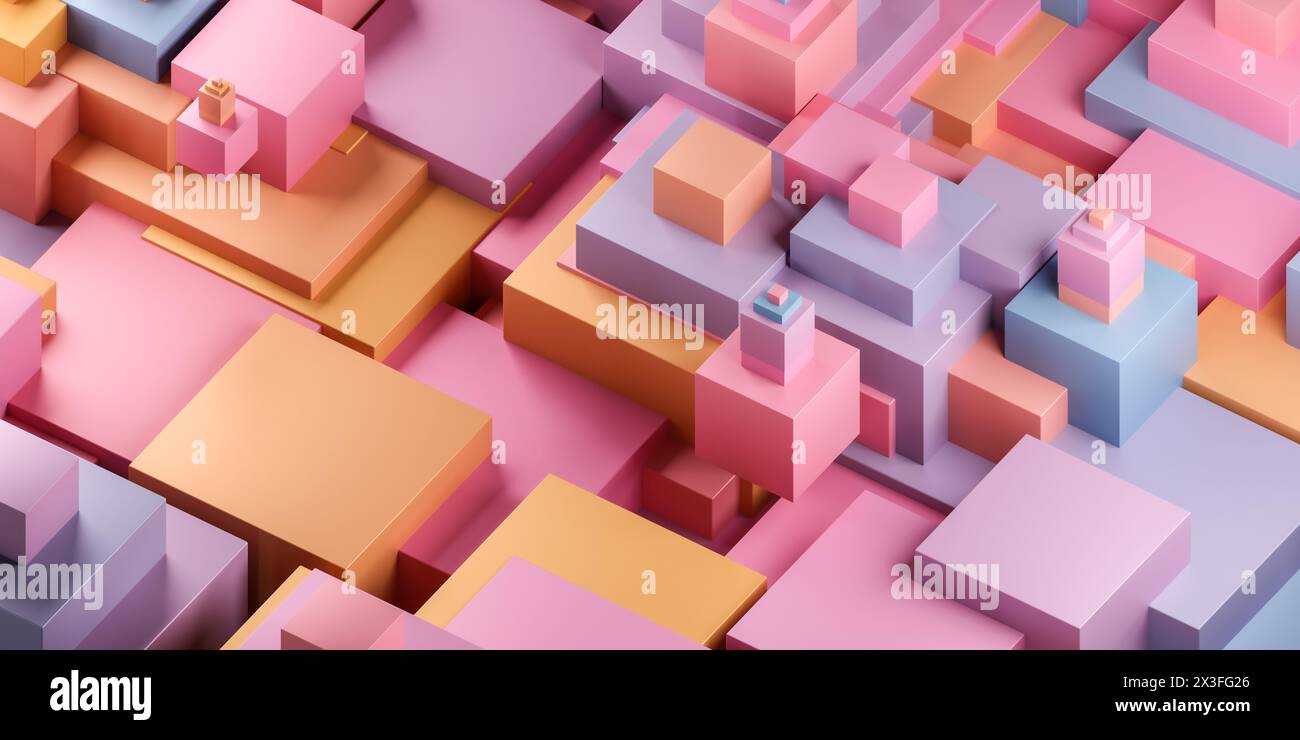 Vibrant abstract scene of multicolored cubic structures in a ...