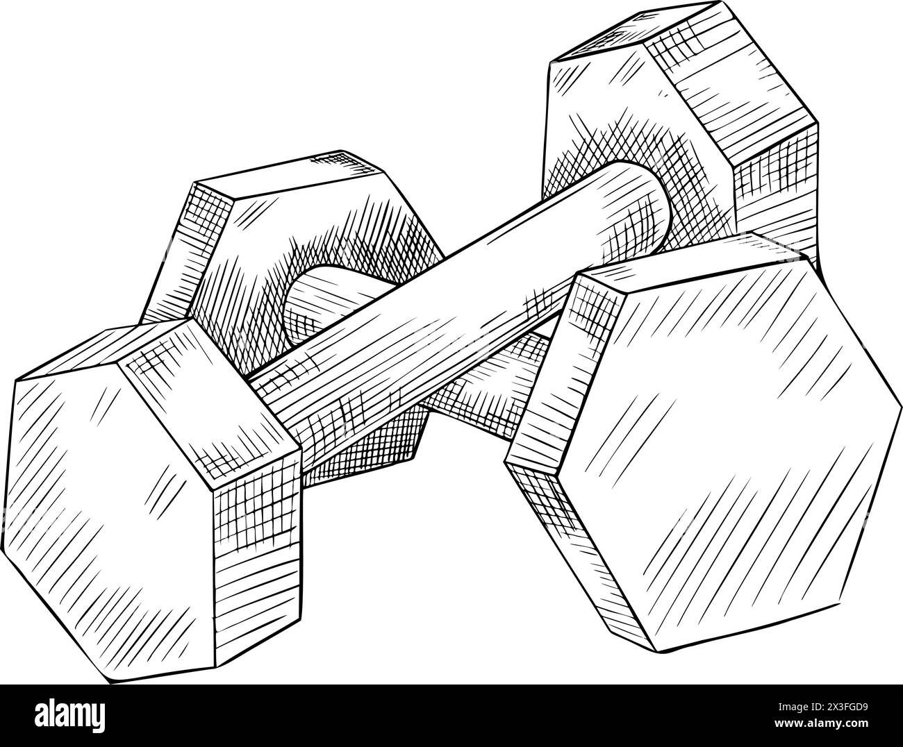 Dumbbells for Fitness. Vector Barbell illustration on isolated background. Linear drawing of ...