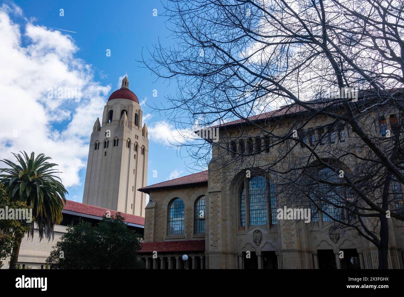 Photograph of the Hoover Tower on the campus of John Leland Junior Stanford University on a ...
