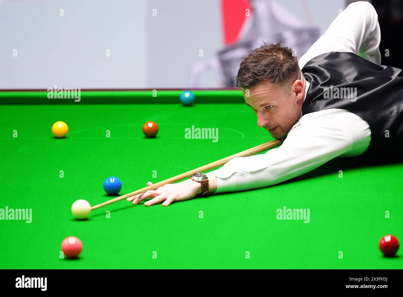 David Gilbert in action against Robert Milkins (not pictured) on day ...