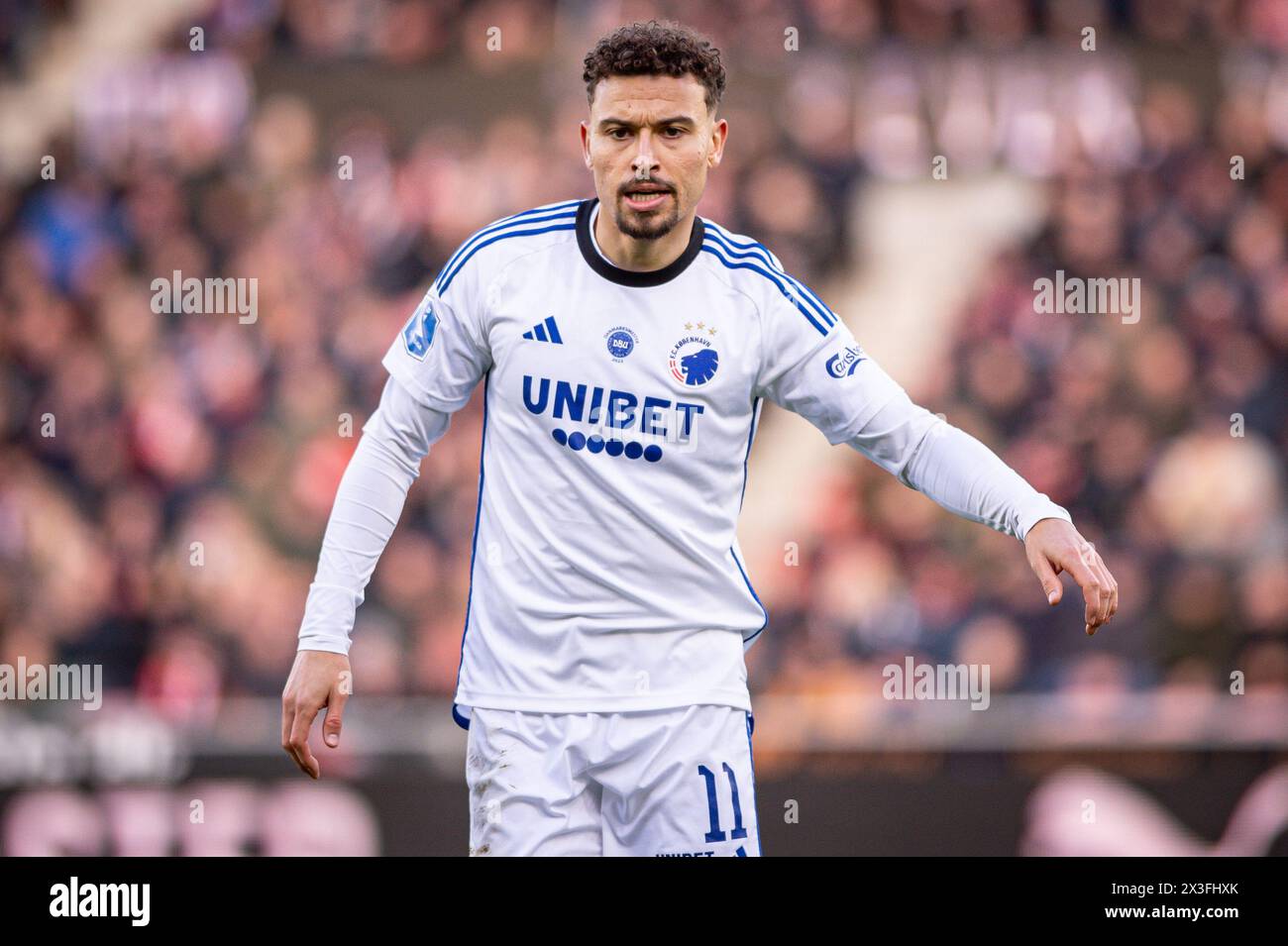 Herning, Denmark. 14th, April 2024. Jordan Larsson (11) of FC ...