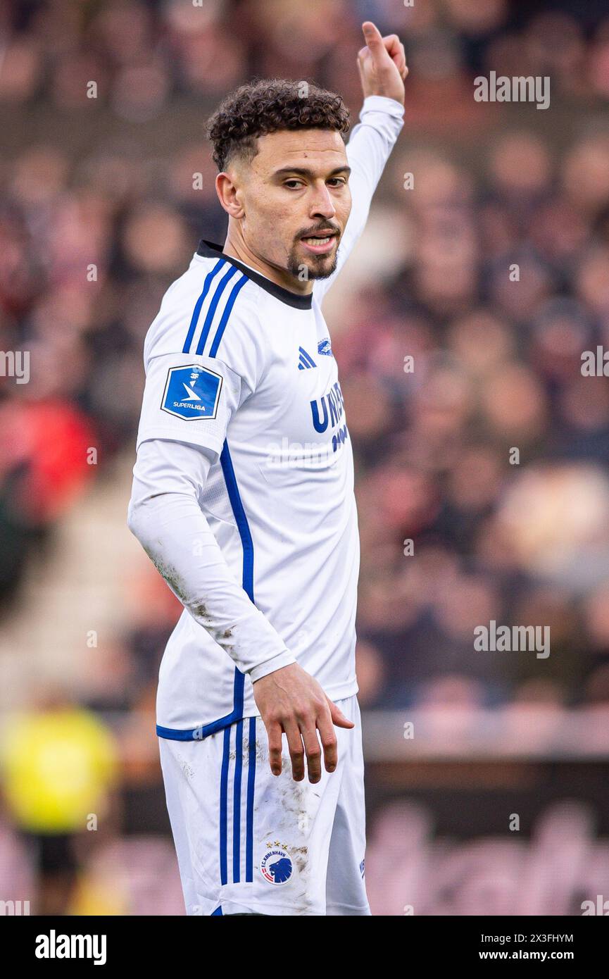Herning, Denmark. 14th, April 2024. Jordan Larsson (11) of FC ...