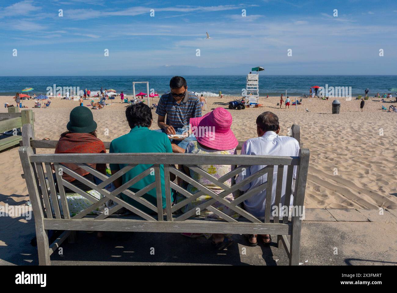 East Hampton, New York, USA, Crowd People, Group from Behind, Sitting ...