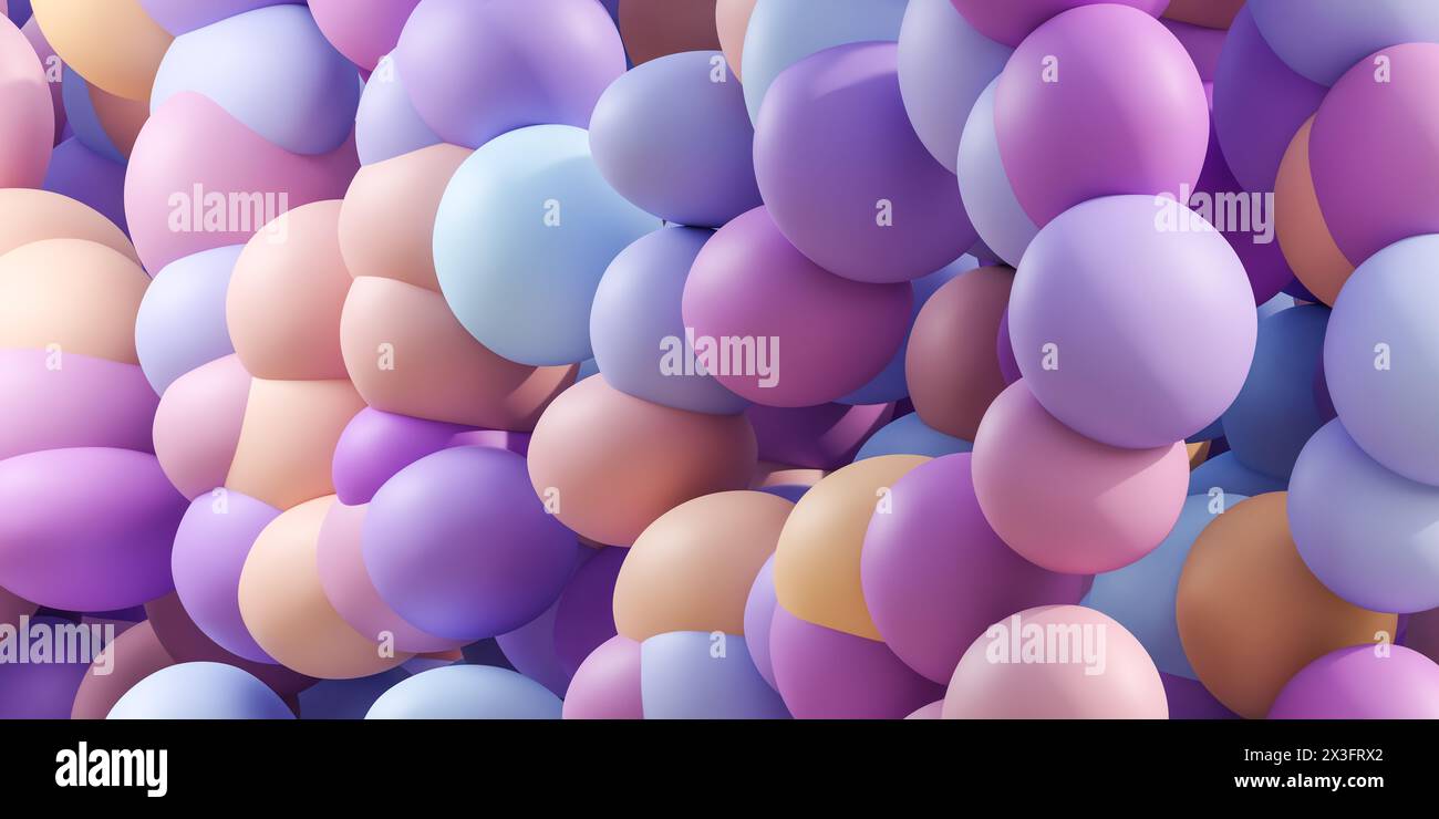 Large group of balloons floating in the air 3d render illustration ...