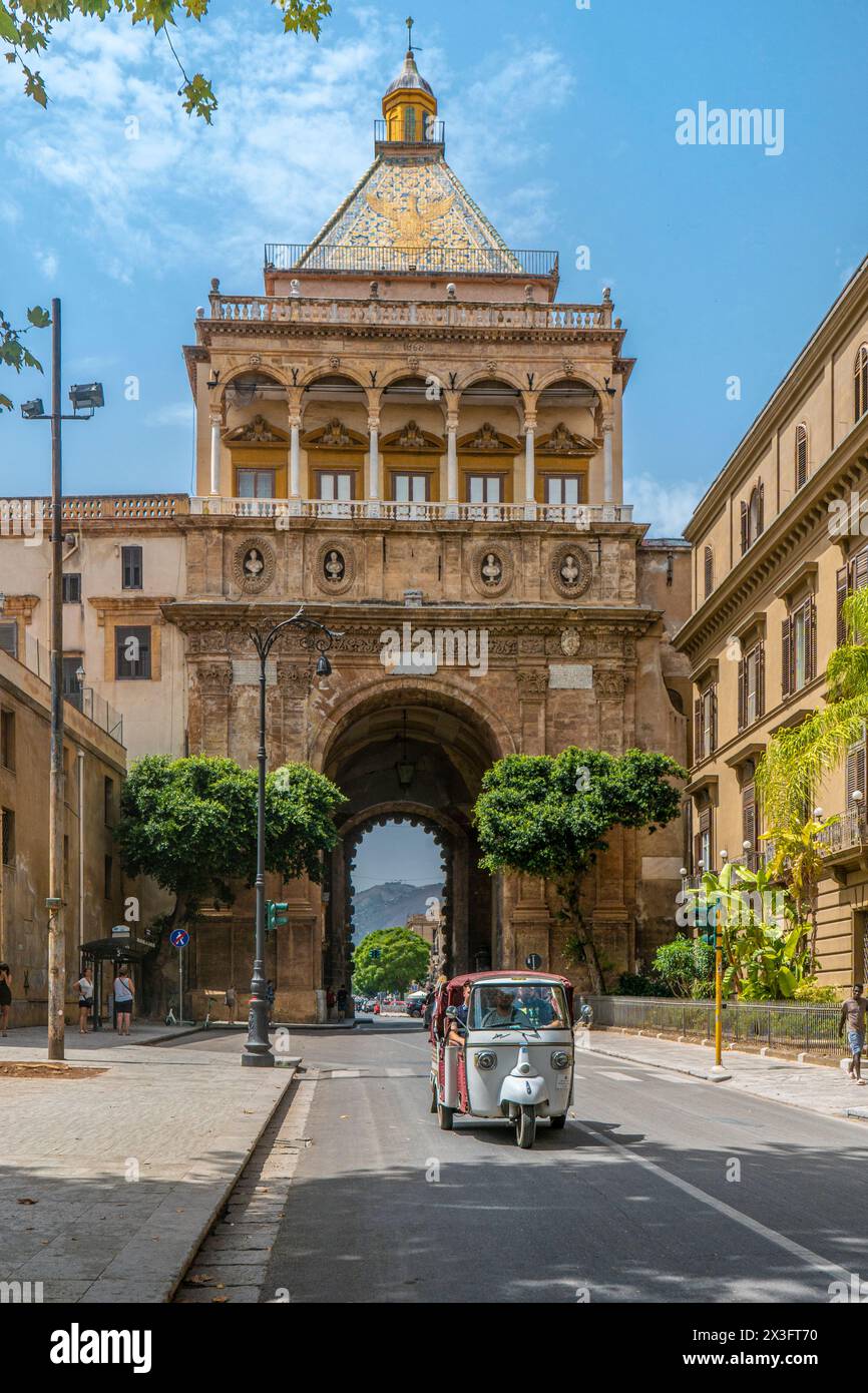 Porta Nuova in Palermo, a medieval gate to the old town of Palermo in ...