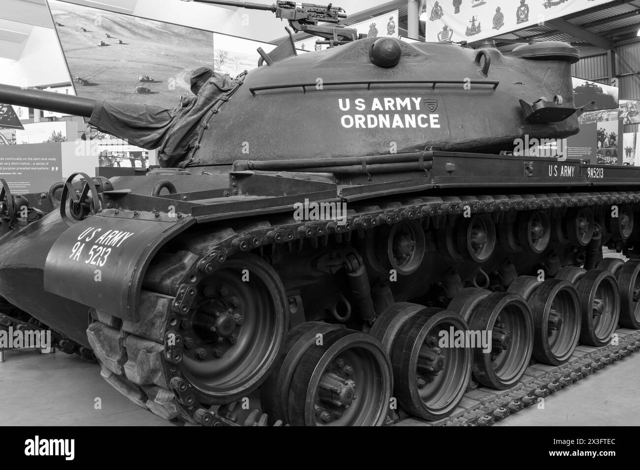 Bovington.Dorset.United Kingdom.August 8th 2023.A M48 Patton tank is on ...
