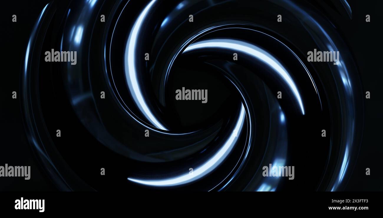 Abstract dark blue spiral design capturing motion and light dynamics 3d ...