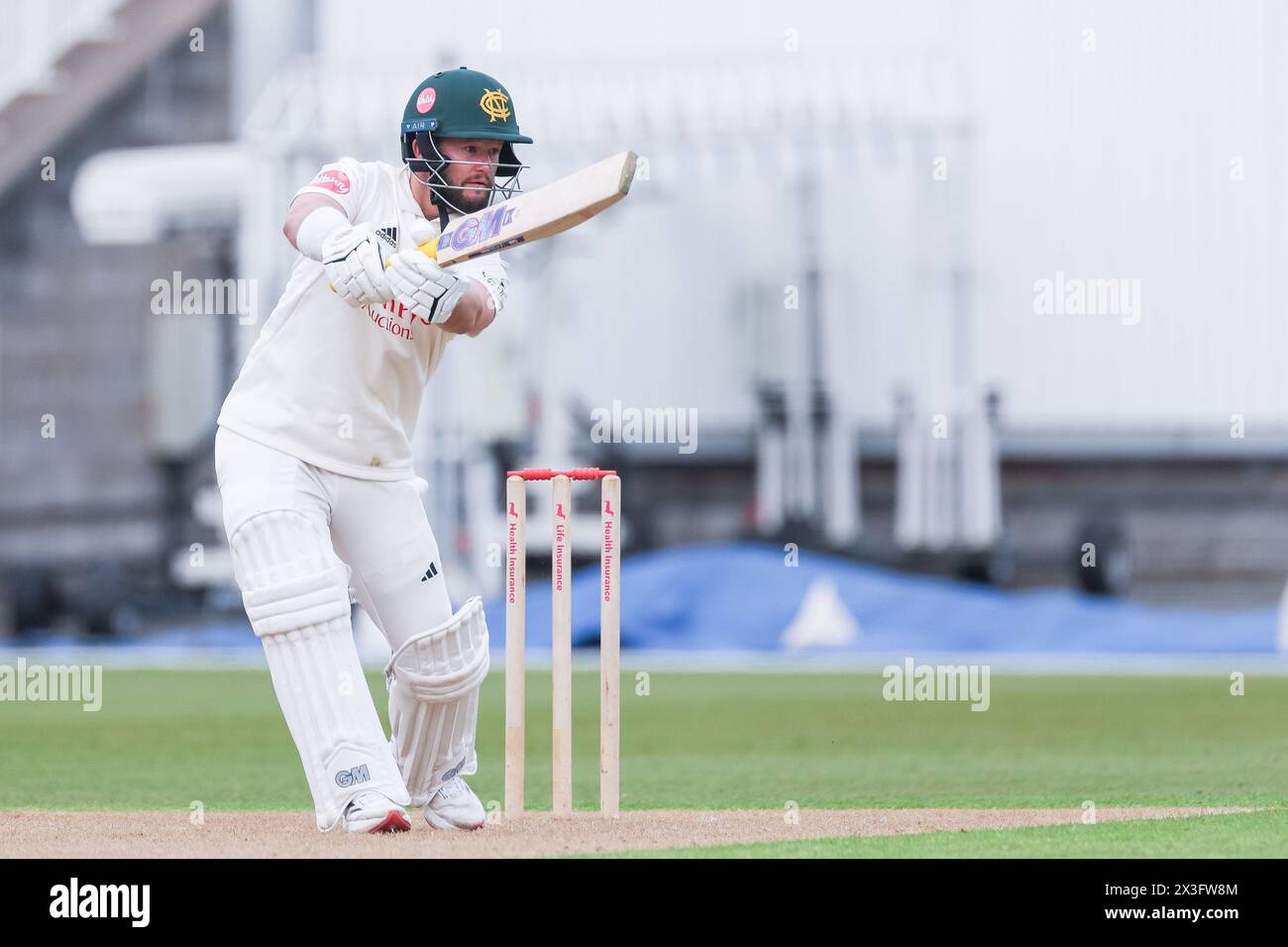 Pictured is Ben Duckett of Notts CCC as he celebrates his half century ...
